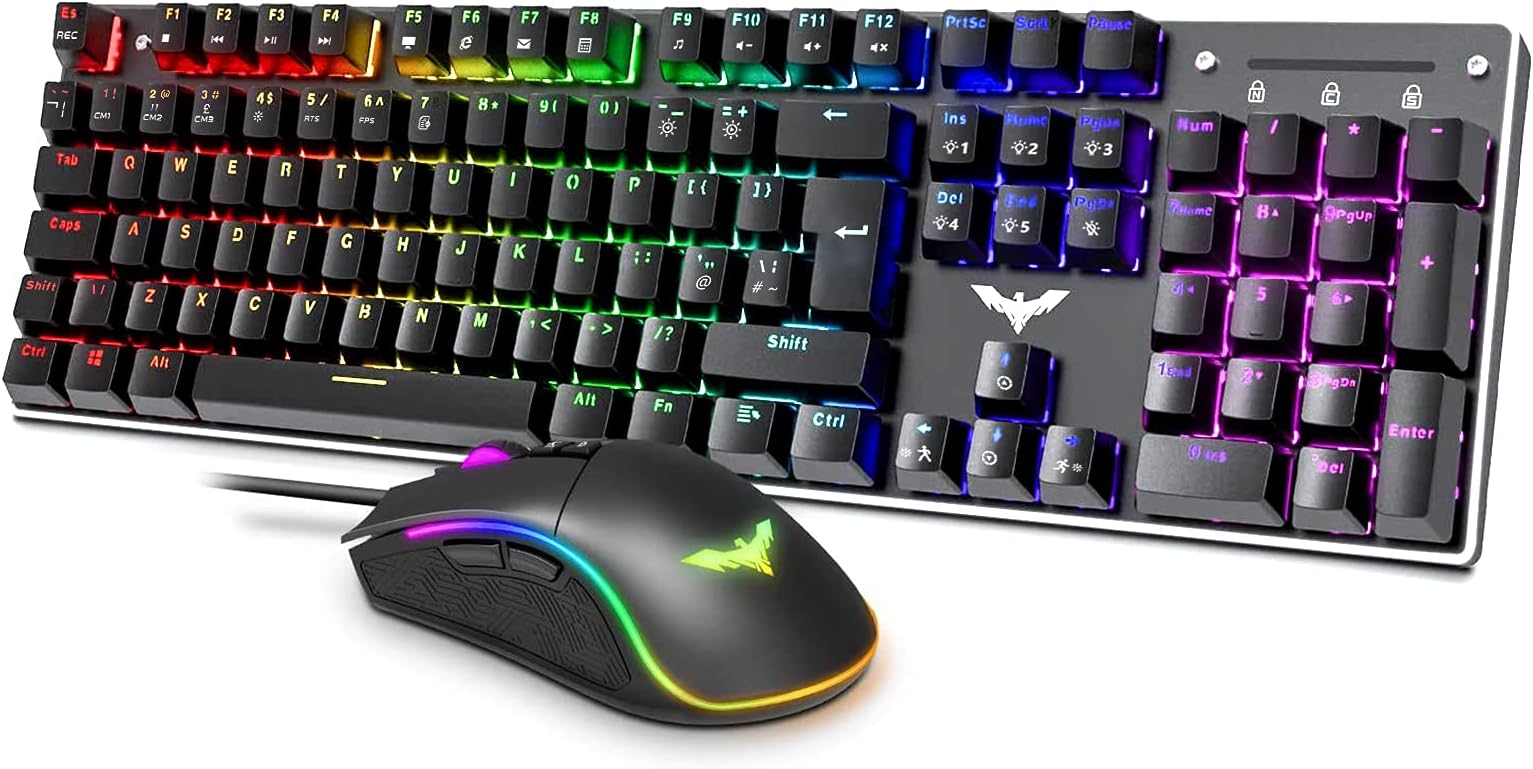 havit Wired Mechanical Gaming Keyboard and RGB Mouse Combo Set UK ...