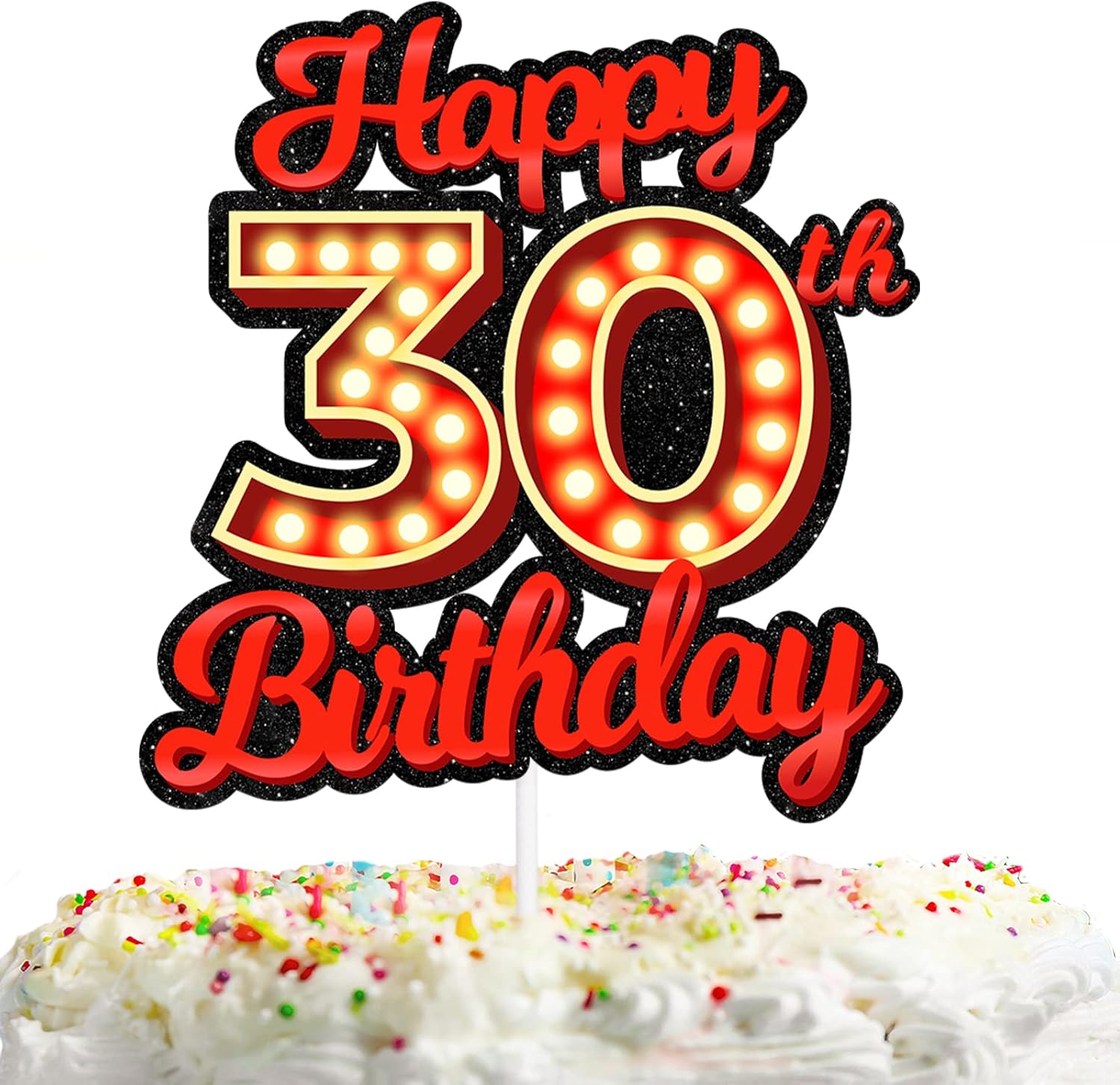 Amazon.com: Happy 30th Birthday Cake Topper Fluorescent Flashing Night ...