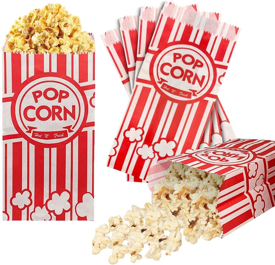 Amazon.com: MAQIHAN 100 Popcorn Bags Individual Servings - Plastic ...
