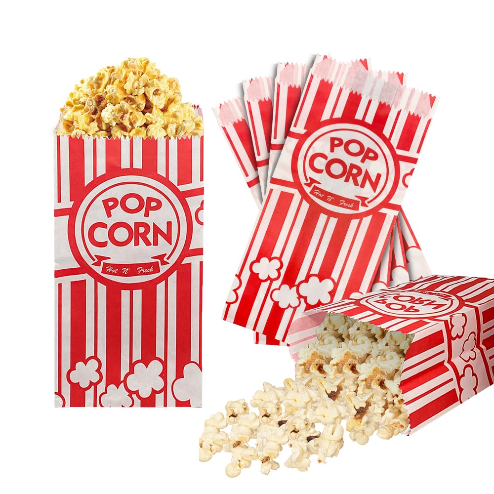 Amazon.com: 300 Pieces 1 OZ Popcorn Bags Classic Red & White Stripes ...