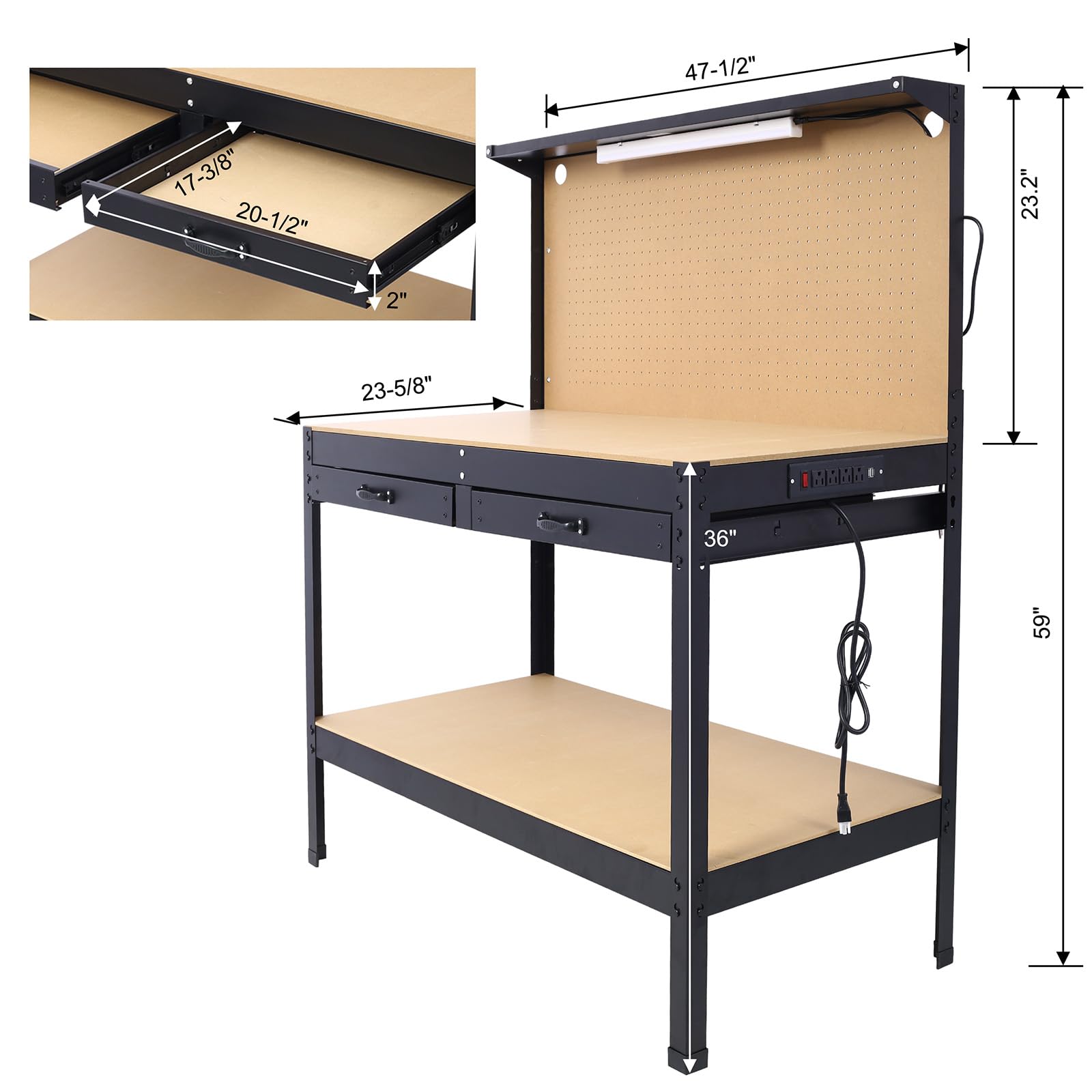 Metal Workbench With Light New Co Coffee Table 70 Rond Zwart Eiken
