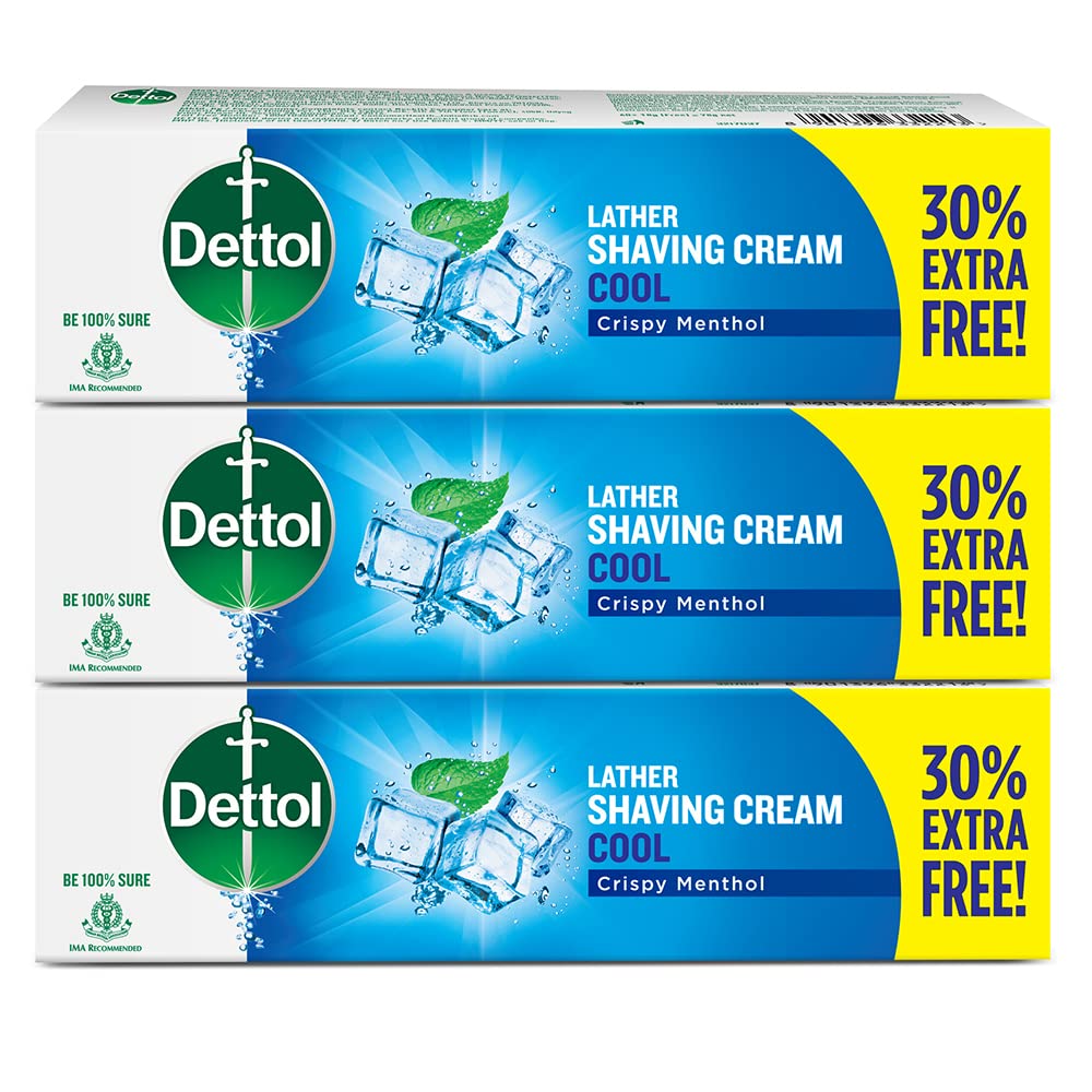 Dettol Cool crispy menthol Shaving Cream - 60 g+30% Extra free (Pack of ...
