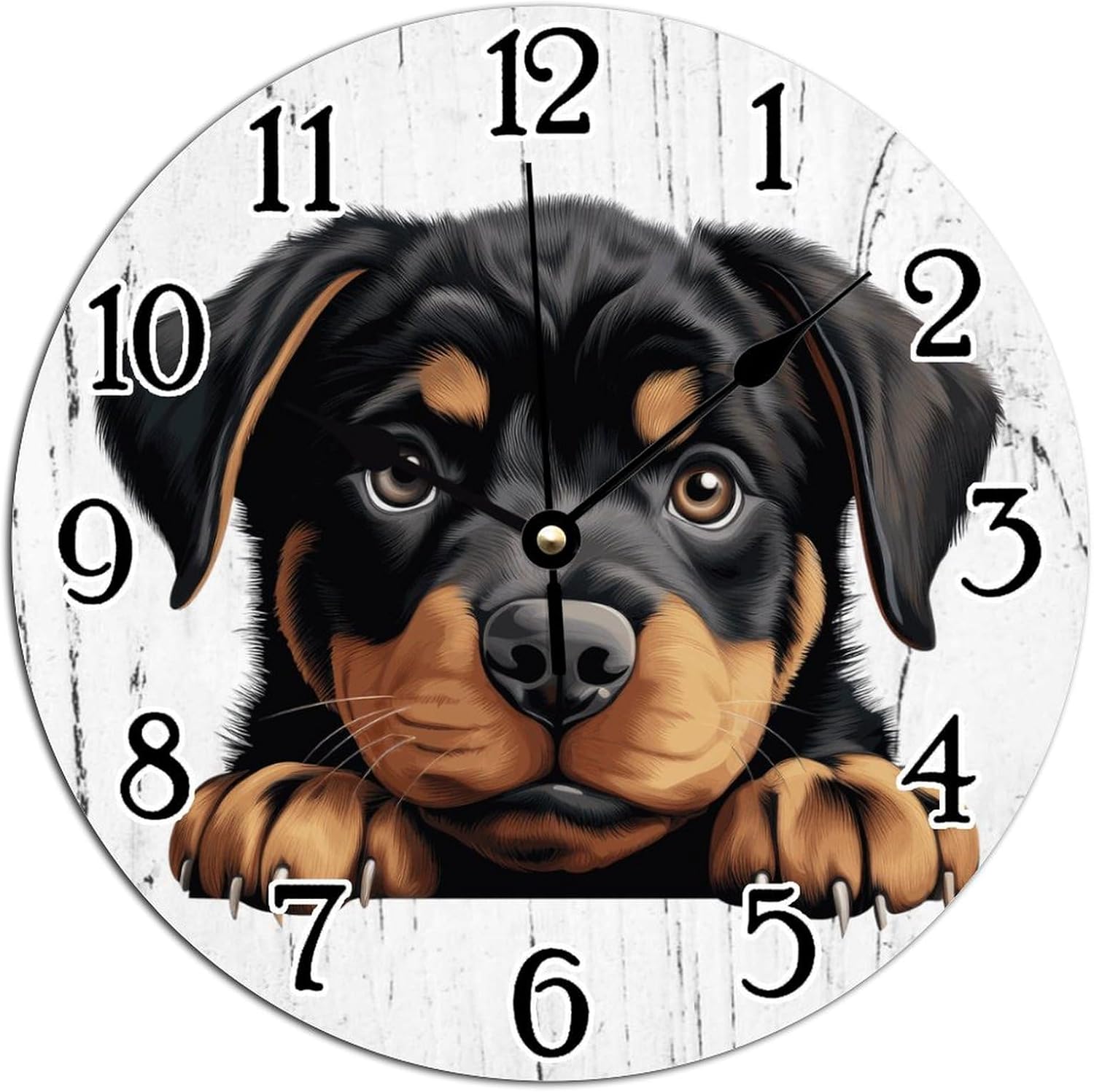 Vinisong Rottweiler Cute Funny Peeking Dog Puppy Clock for Wall ...