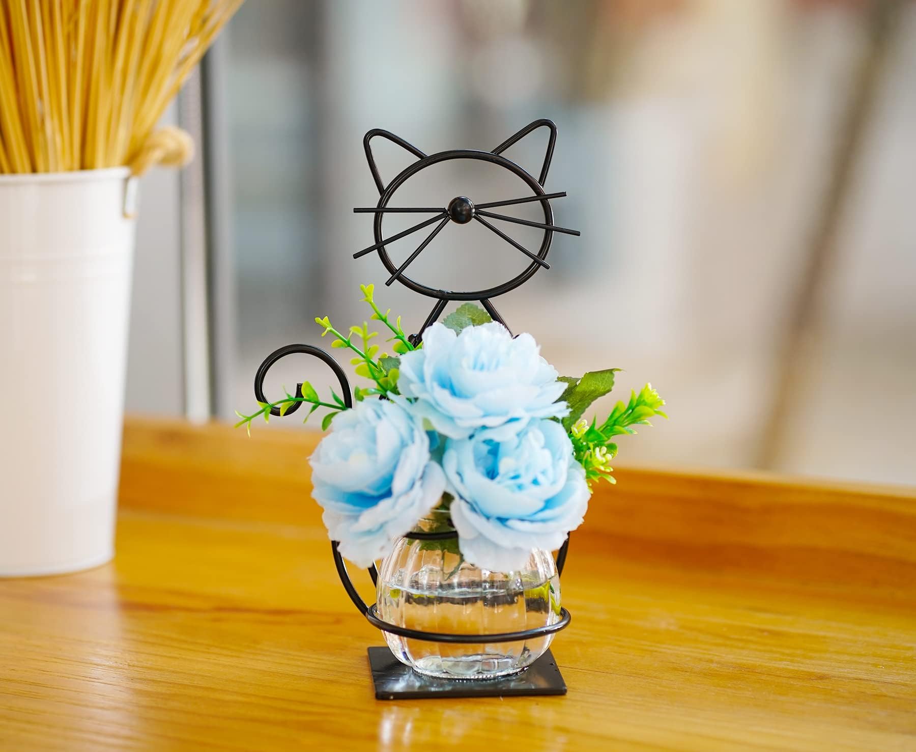 Amazon.com: White Ceramic Cute Cat Flower Vase - Modern Vase for ...