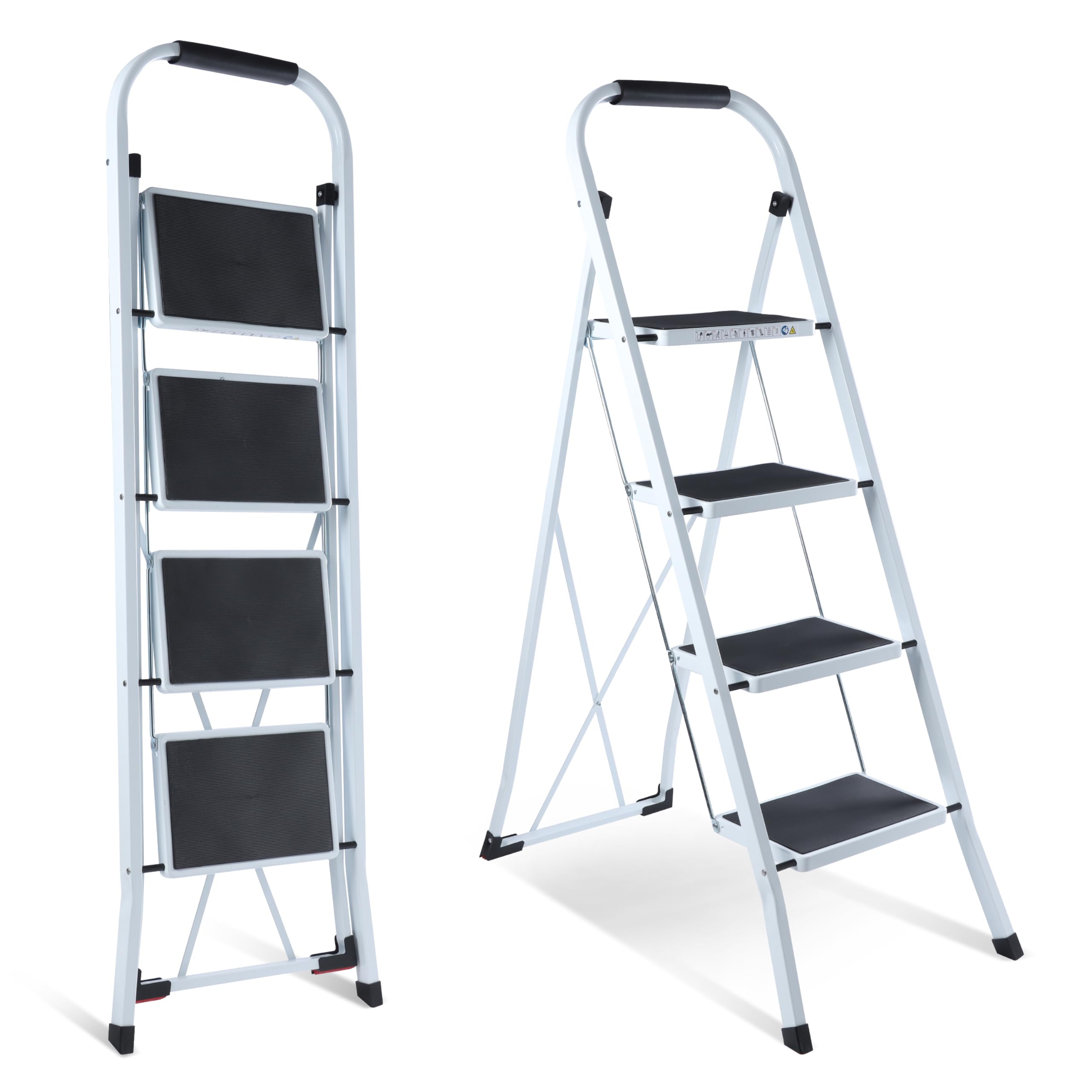 Galvaran 4 Step Ladder – Folding Step Ladder, Portable With Anti-Slip ...