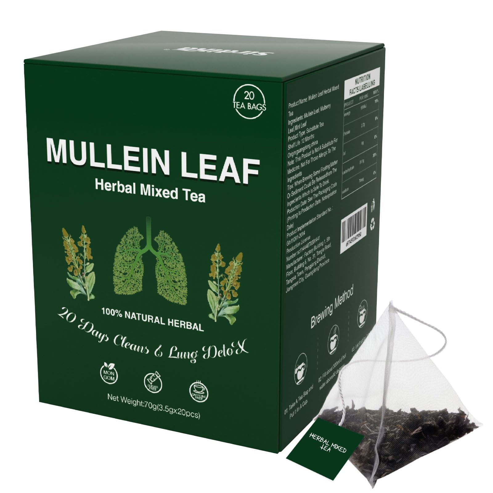 Amazon.com : Mullein Leaf Tea, Mullein Tea Bags for Lungs Cleanse and ...