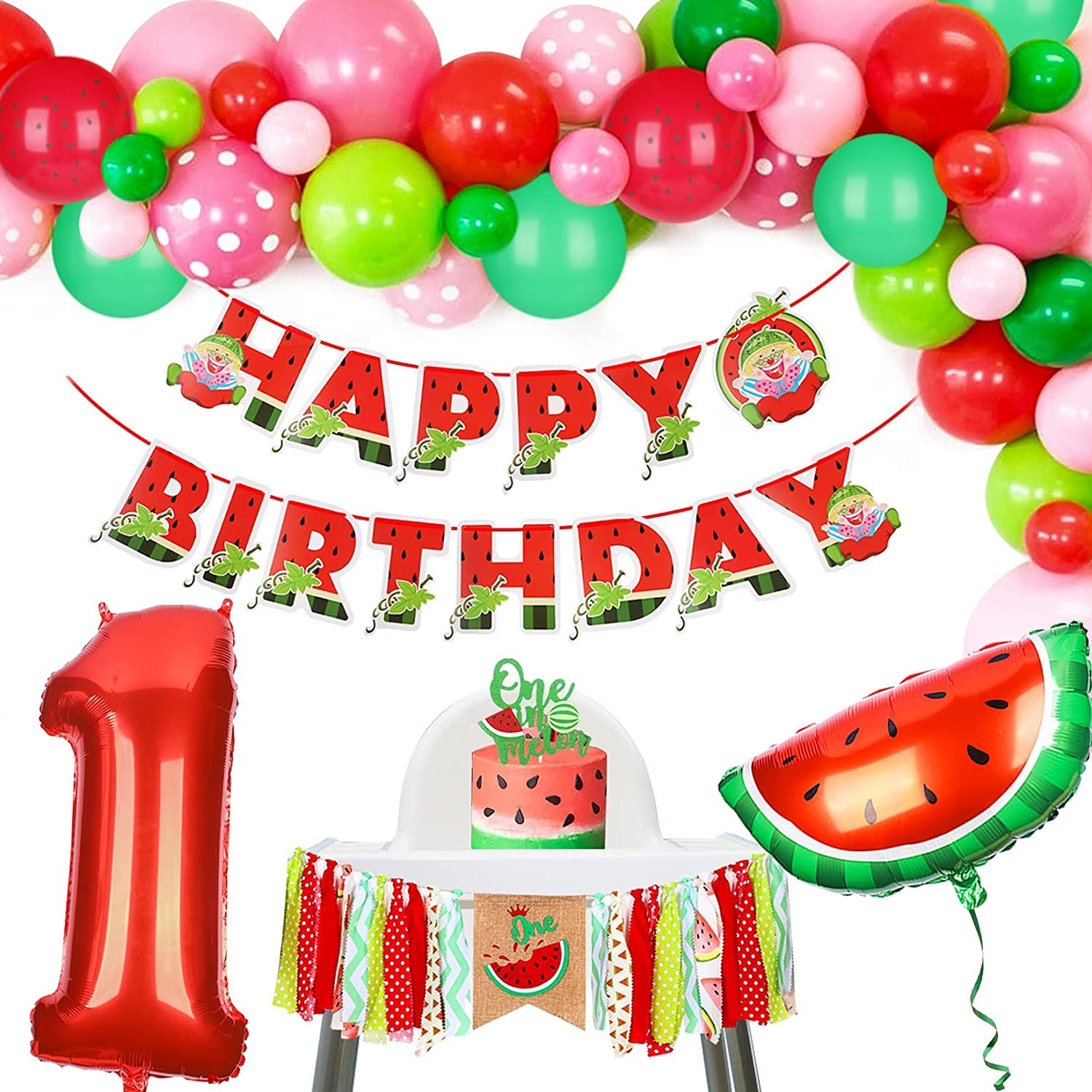 Buy JOYYPOP Watermelon 1st Birthday Decorations One in A Melon Party ...