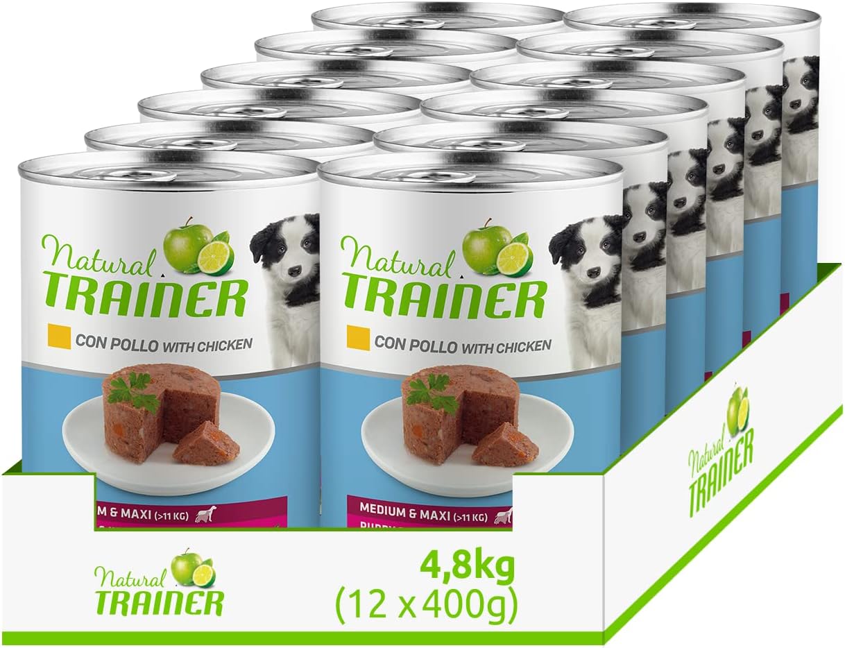 Natural Trainer Medium Cibo per Cani Puppy&Junior con Pollo - 12kg ...