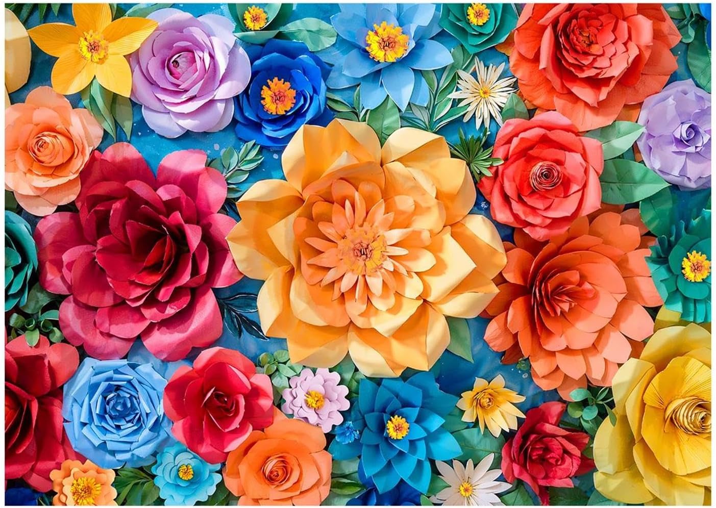Amazon.com : Ladvis Mexican Fiesta Paper Flower Backdrop Colorful ...