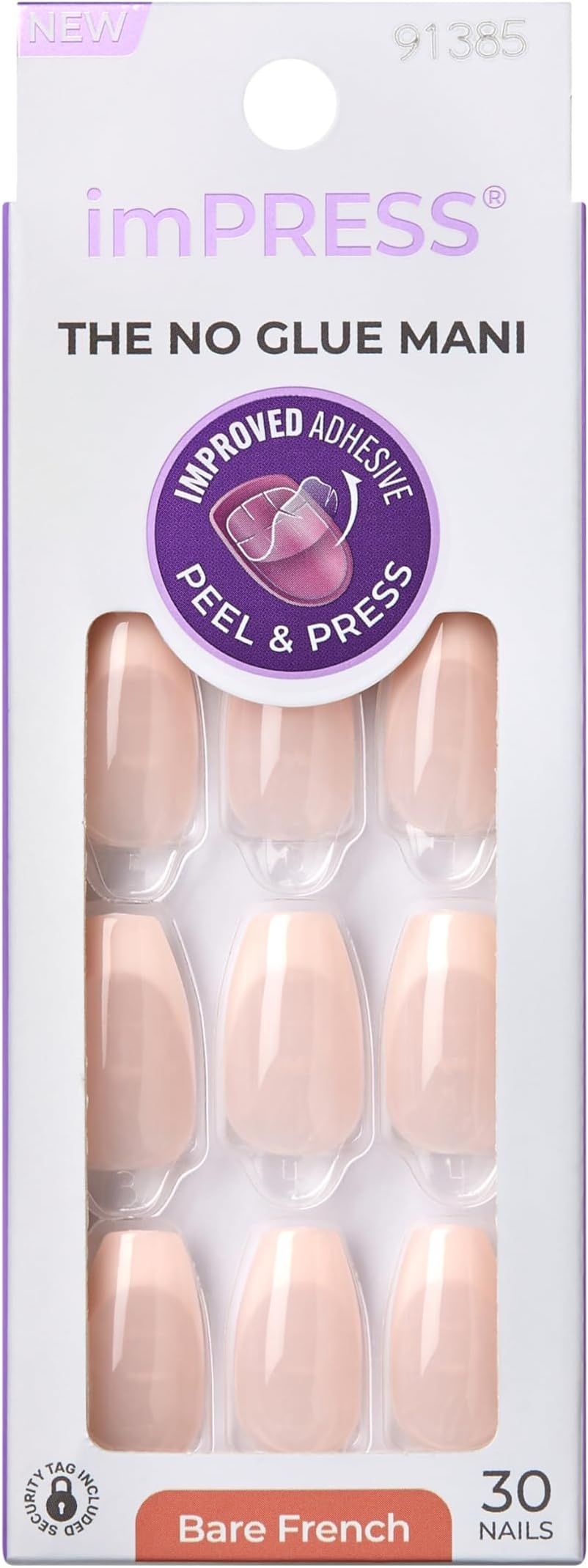 Amazon.com: KISS imPRESS No Glue Mani Press-On Nails, French, Genuine ...
