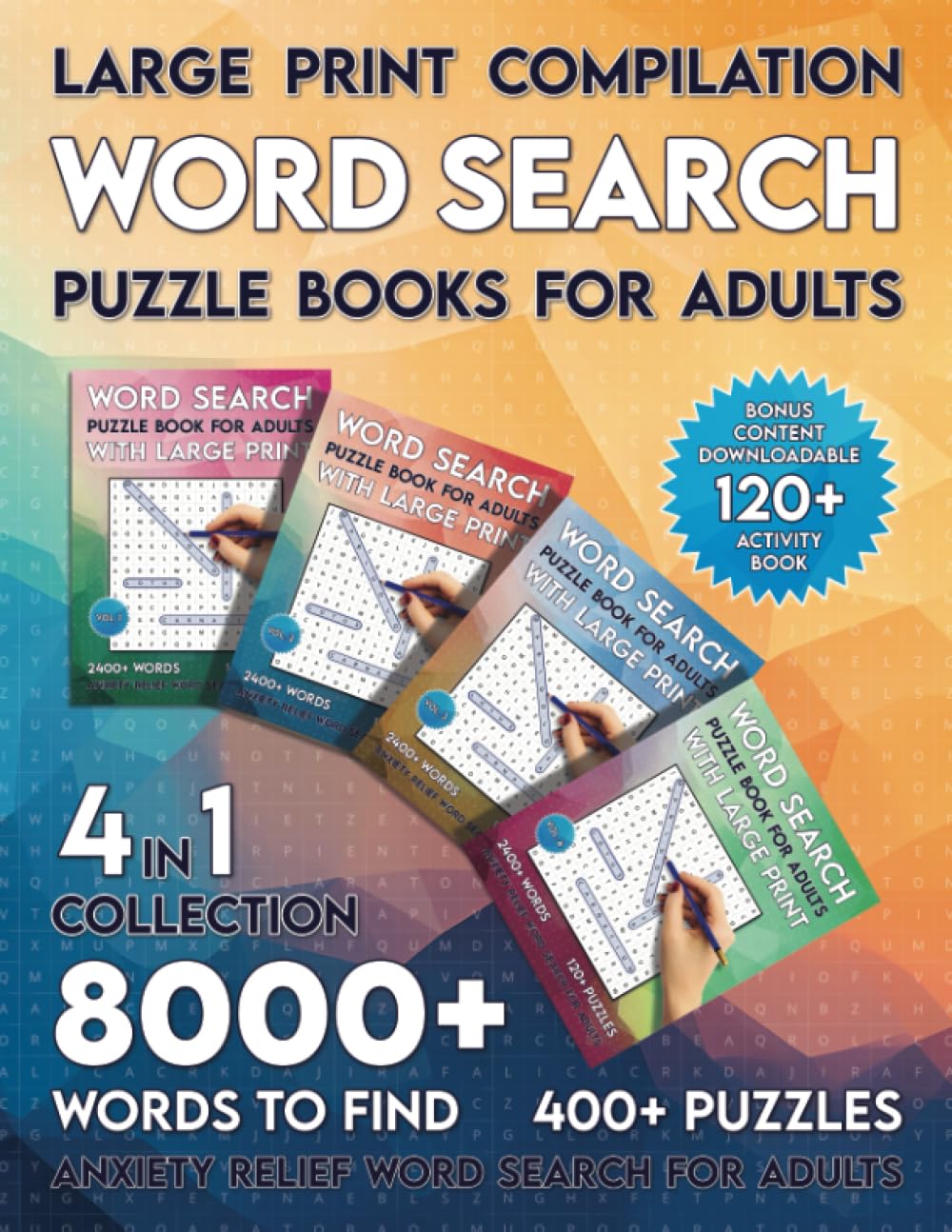 Large Print Word Search Puzzle Books For Adults - 4 in 1 Collection ...