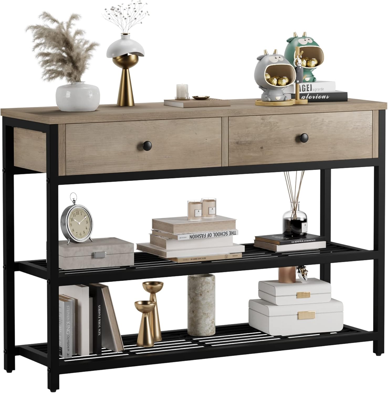 Amazon.com: Console Table Small Entryway Table with 2 Drawers and 2 ...