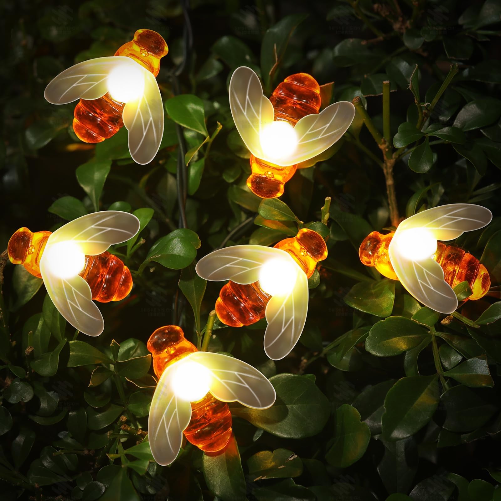 Lights4fun 20 LED Honey Bee Solar Powered Outdoor IP44 Waterproof ...
