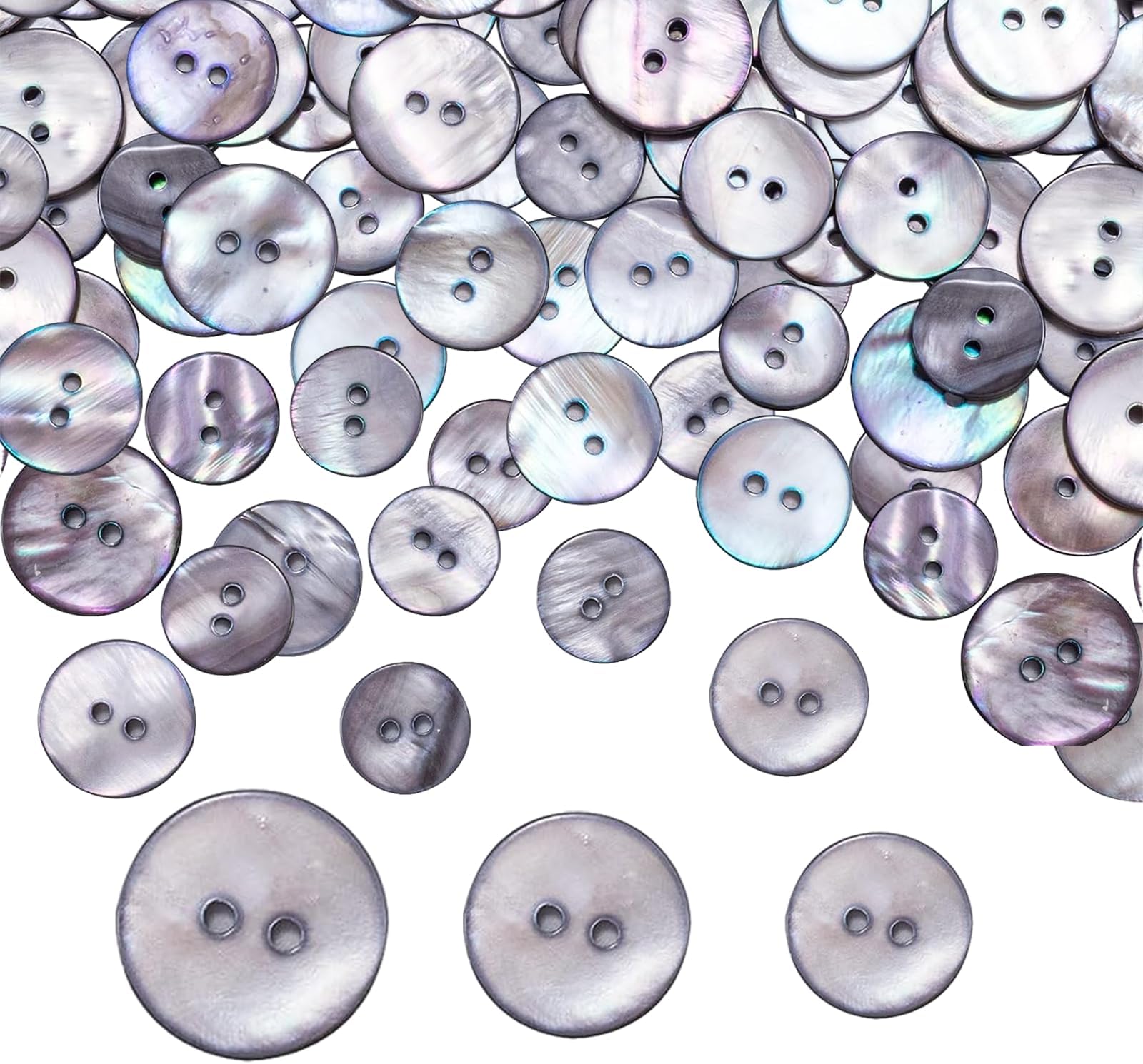 KnitForLess 25Pcs 15mm Smokey Gray Natural Mother of Pearl Shell ...