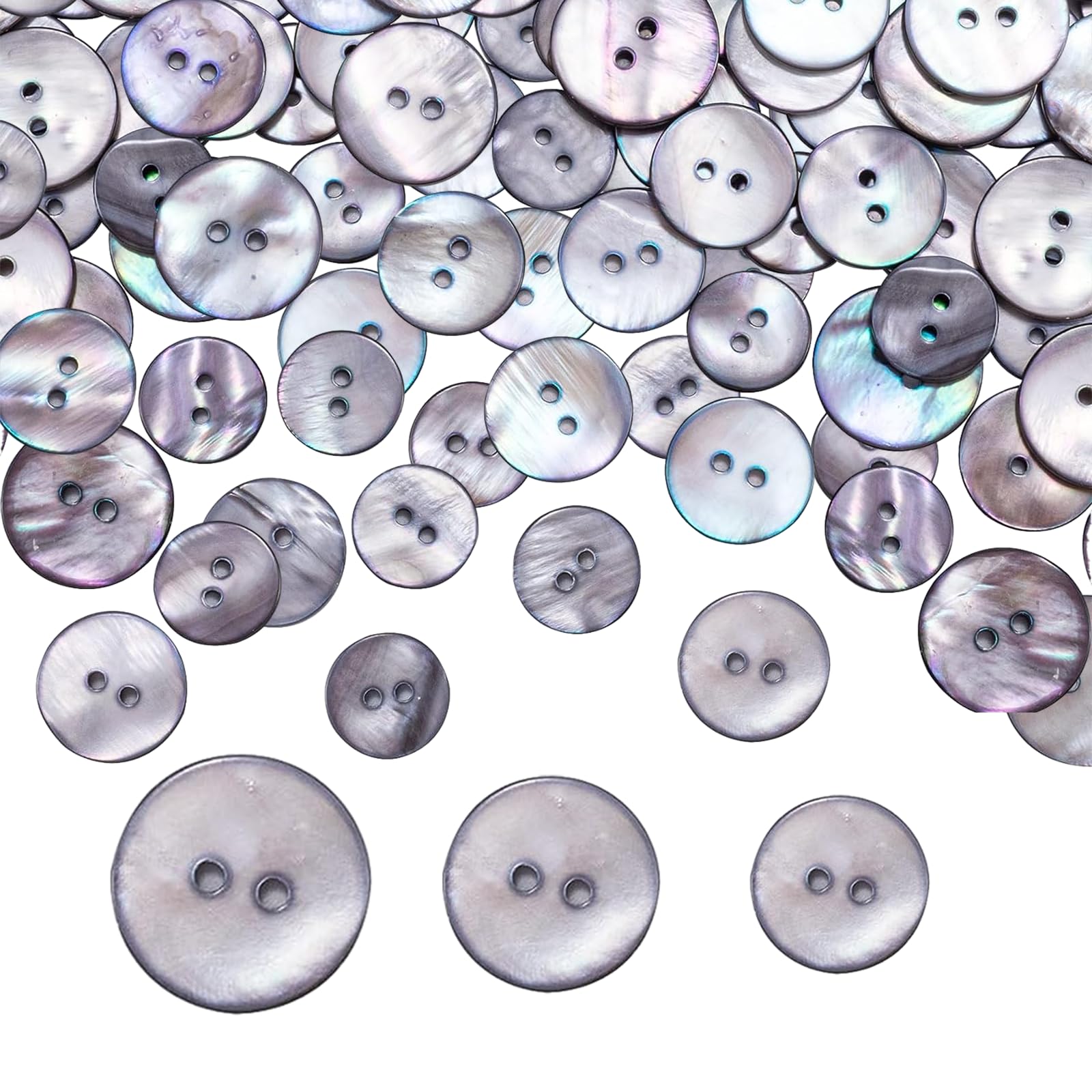45 Mother of Pearl Buttons 2 Hole Round Button for Cardigans 15mm/18mm ...