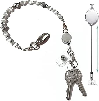 Hidden Hollow Beads Key Keeper 12" White Women's Beaded Strap Chain ...
