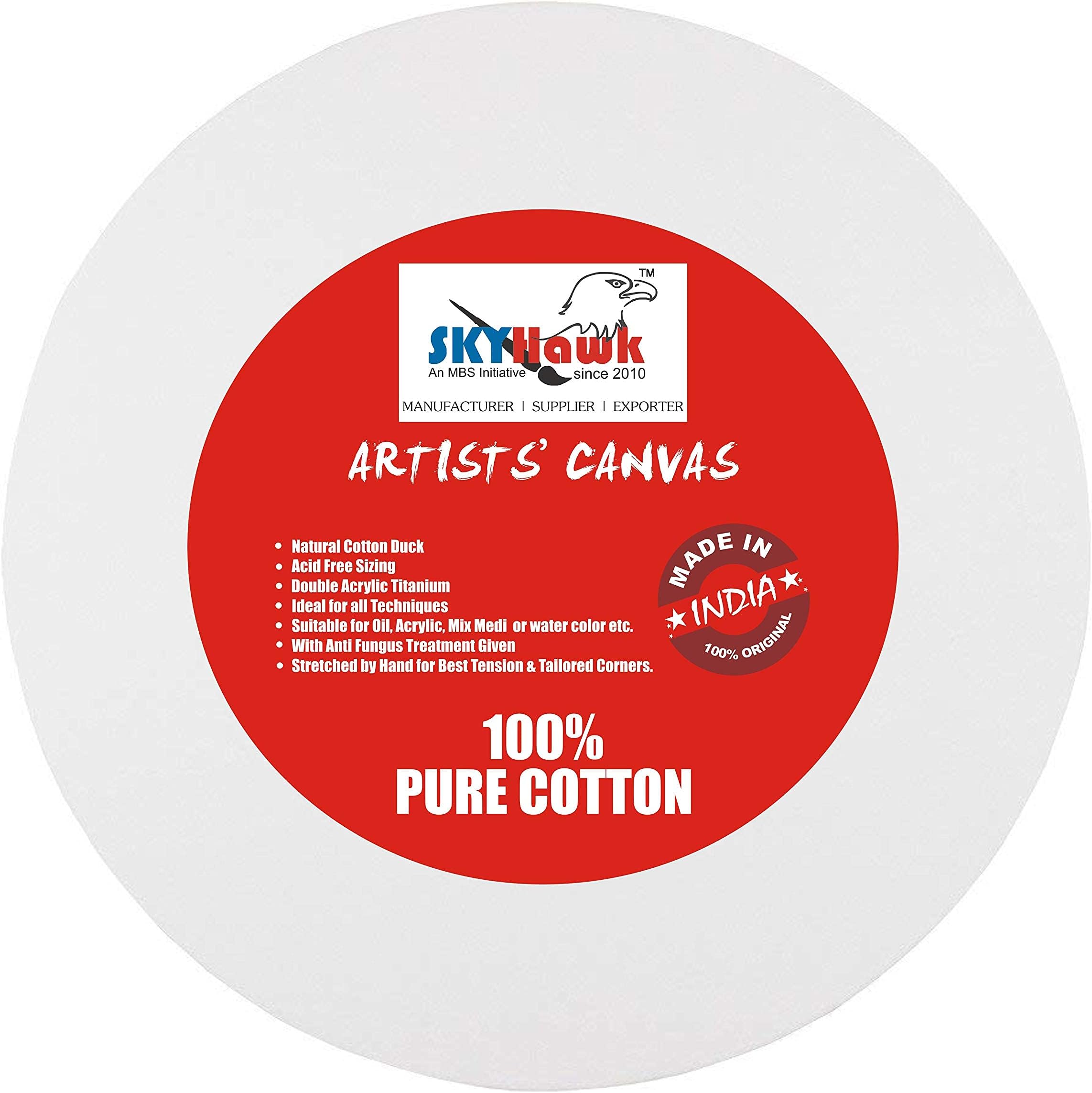 Variety Canvas Round Canvas Panel Artist Grade 5oz Primed Triple Layer ...