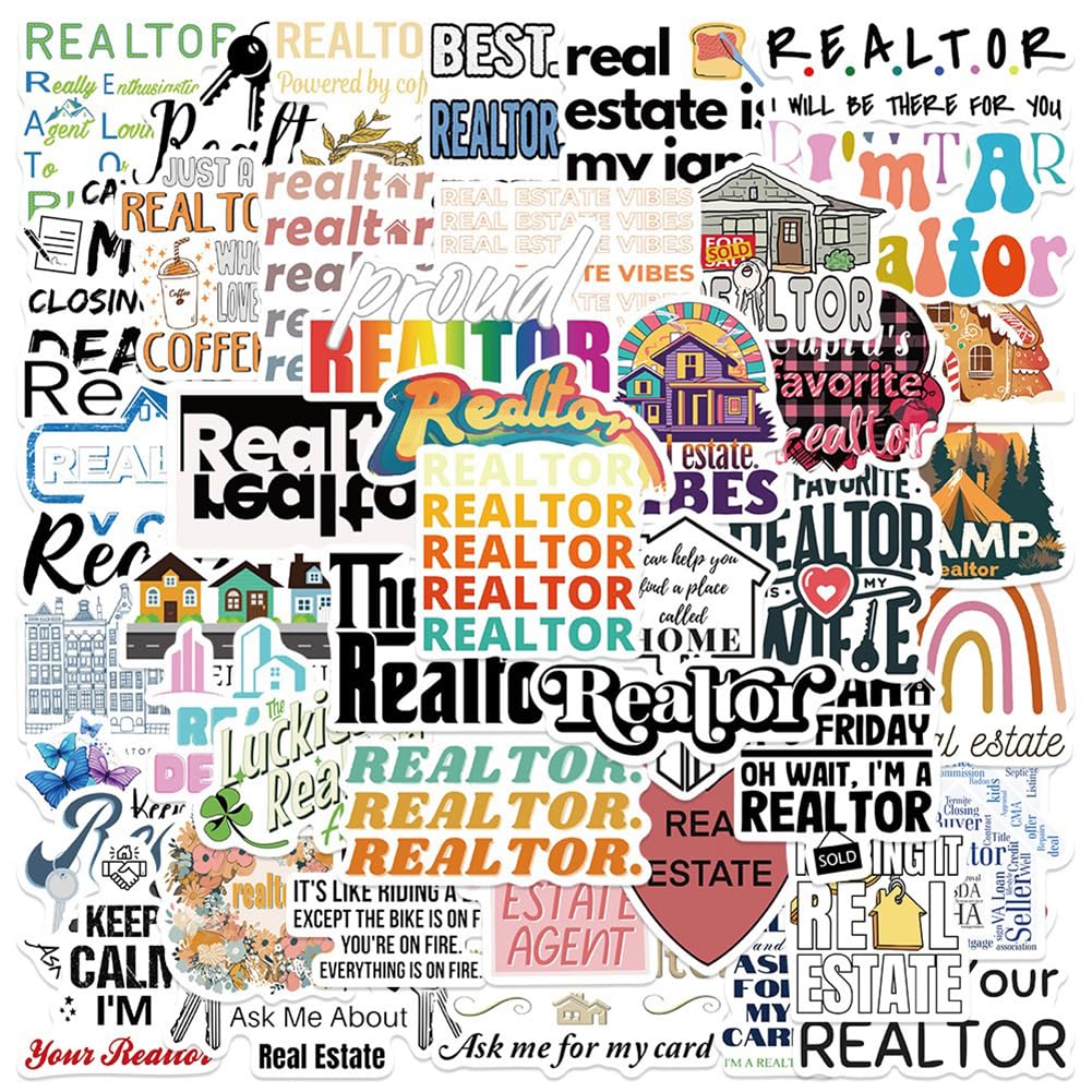 Amazon.com: Realtor Stickers|50Pcs House Agent Waterproof Vinyl Decals ...