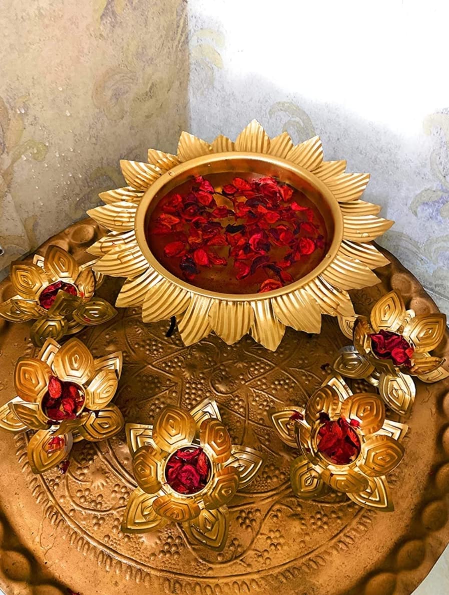 Buy TC Beautiful Metal Lotus/Urli /Uruli urli/Bowl for Floating Flower ...
