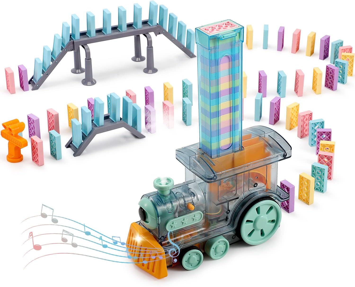 Amazon.com: Zofaueyi 2023 Upgrade Electric Domino Train Toy, Creative ...