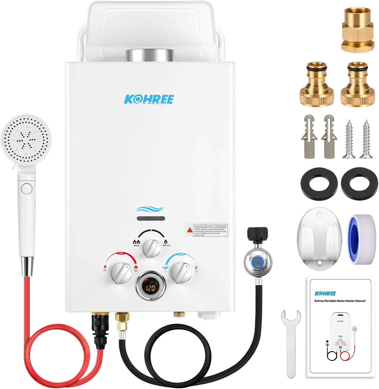 CAMPLUX 1.58 GPM Portable Tankless Water Heater with Water Pump Kit ...
