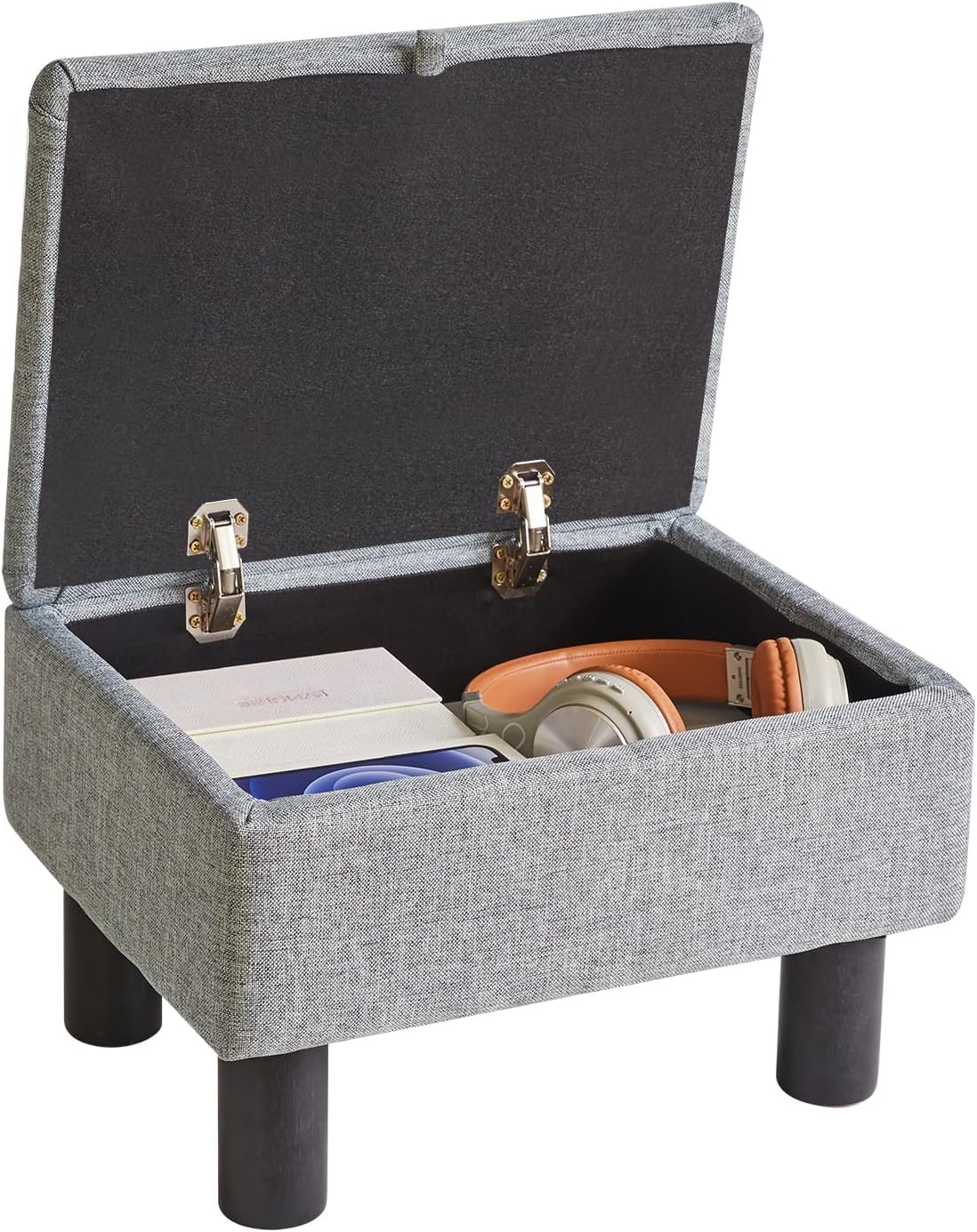 Aibiju Small Foot Stool with Storage, Small Storage Ottoman with Wodden ...