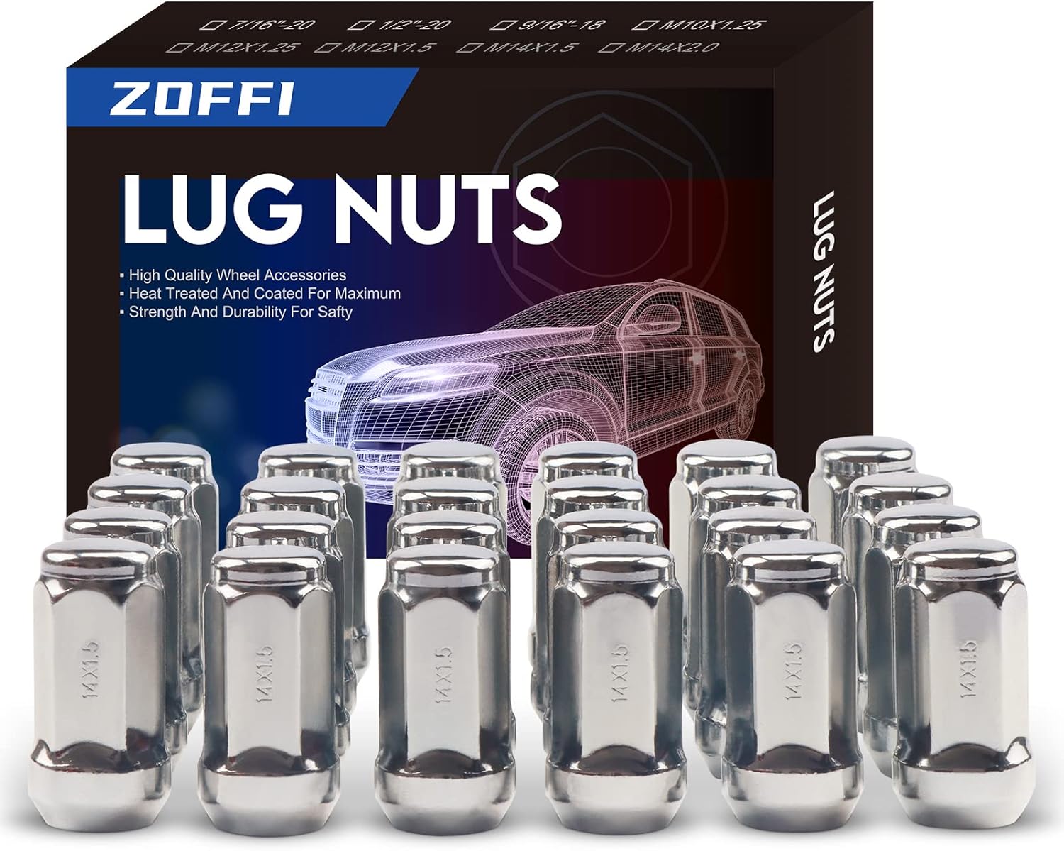 Amazon.com: ZOFFI M14x1.5 Lug Nuts, Replacement for 1999-2020 Silverado ...