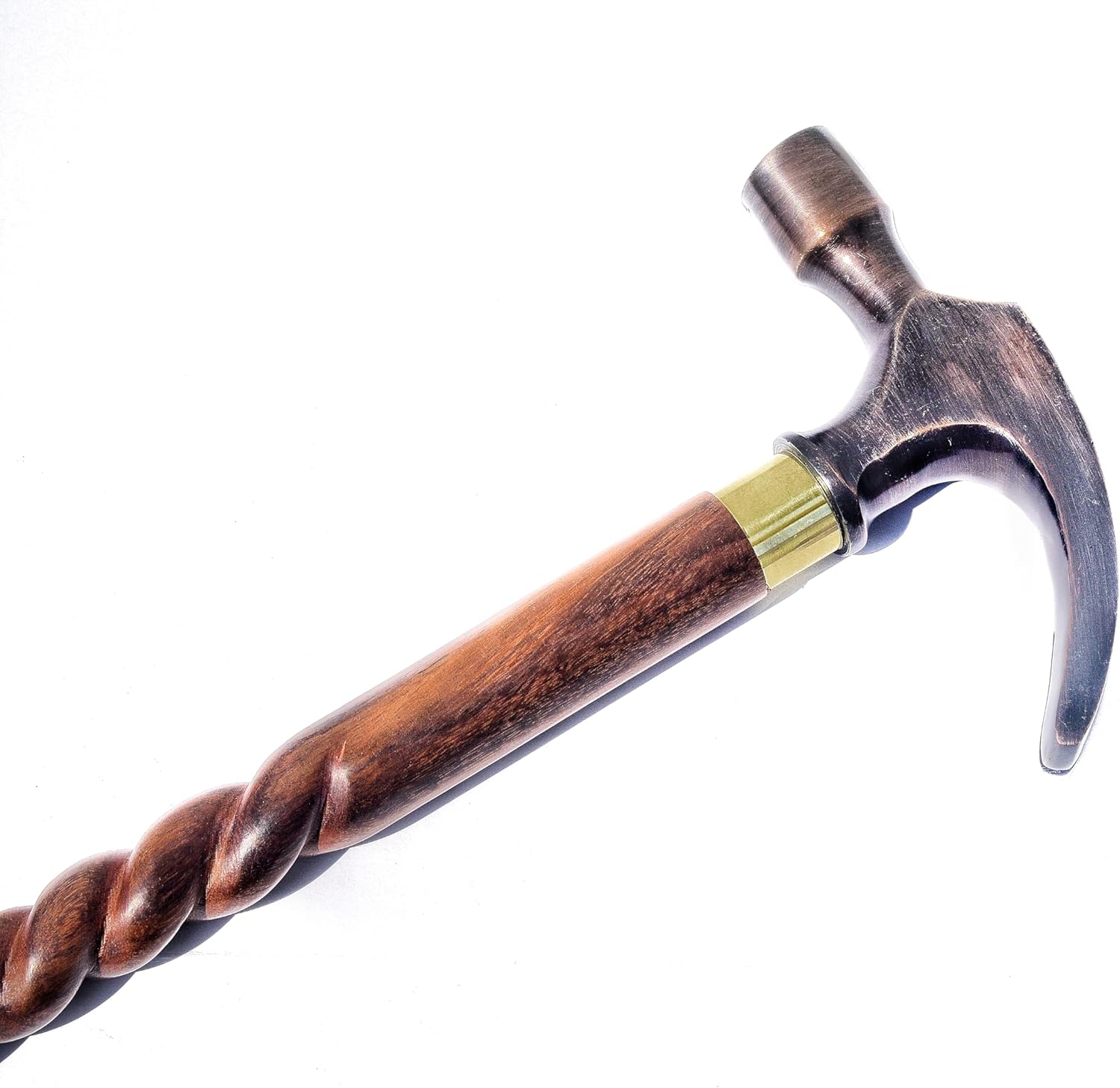 Amazon.com: Antique Wooden Walking Cane Stick with Unique Brass Hammer ...