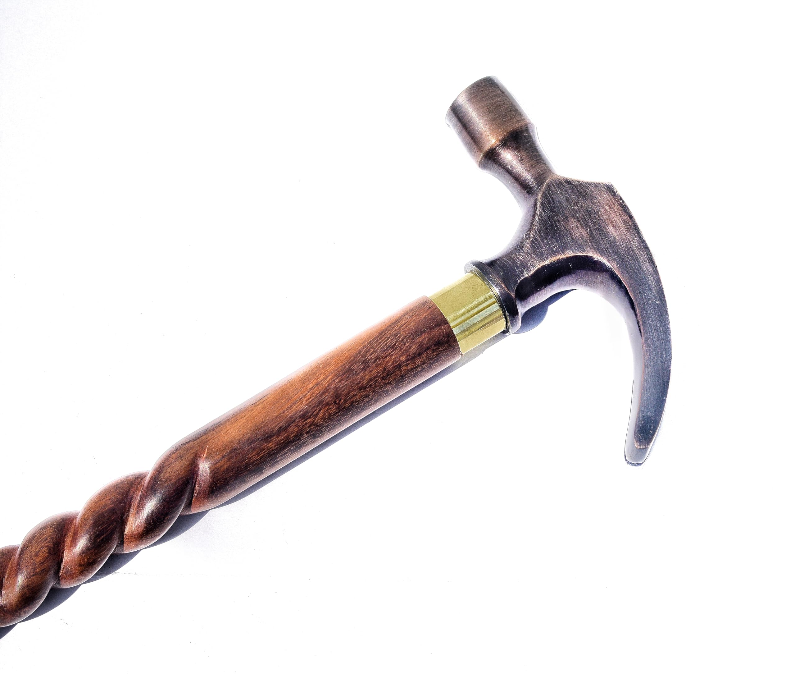 NautiKraft Antique Wooden Walking Cane Stick with Unique Brass Hammer ...