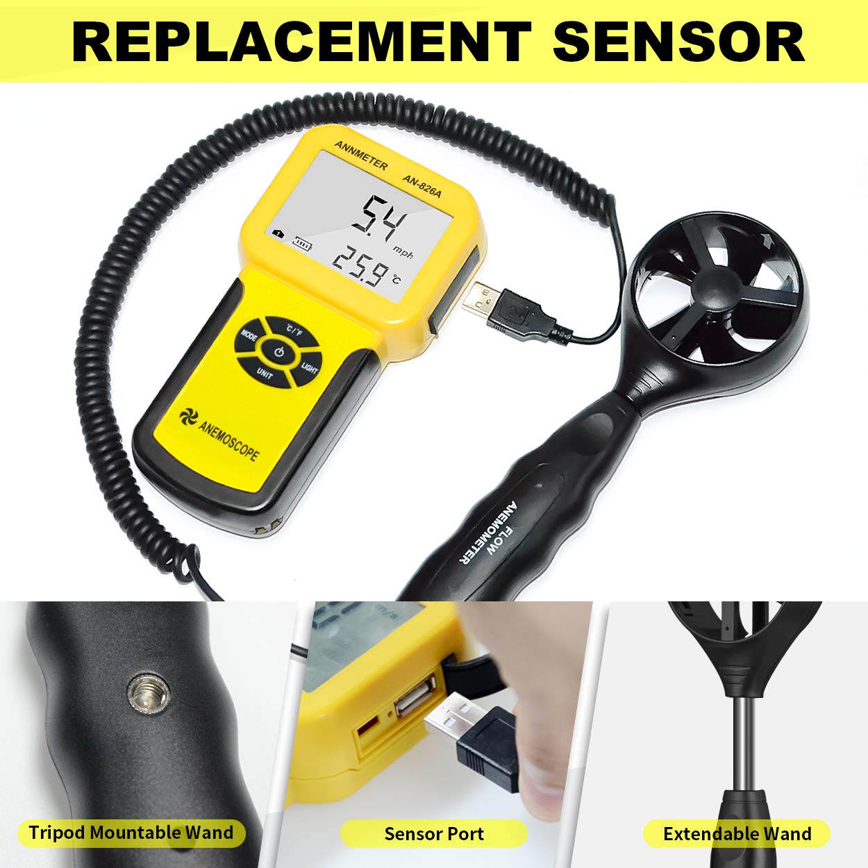 Snapklik.com : AIOMEST Pro HVAC Anemometer- Air Flow Velocity Meter AI ...