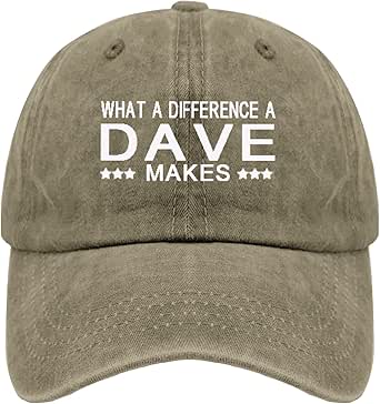 TANKWORLD What A Difference A Dave Makes Hats for Womens Baseball Cap ...