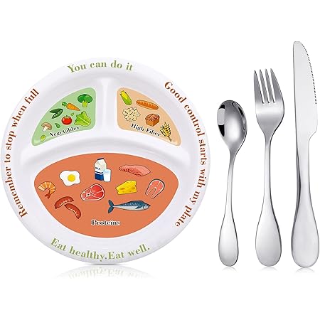 Amazon.com | 4 Pieces Bariatric Portion Control Plate Stainless Steel ...