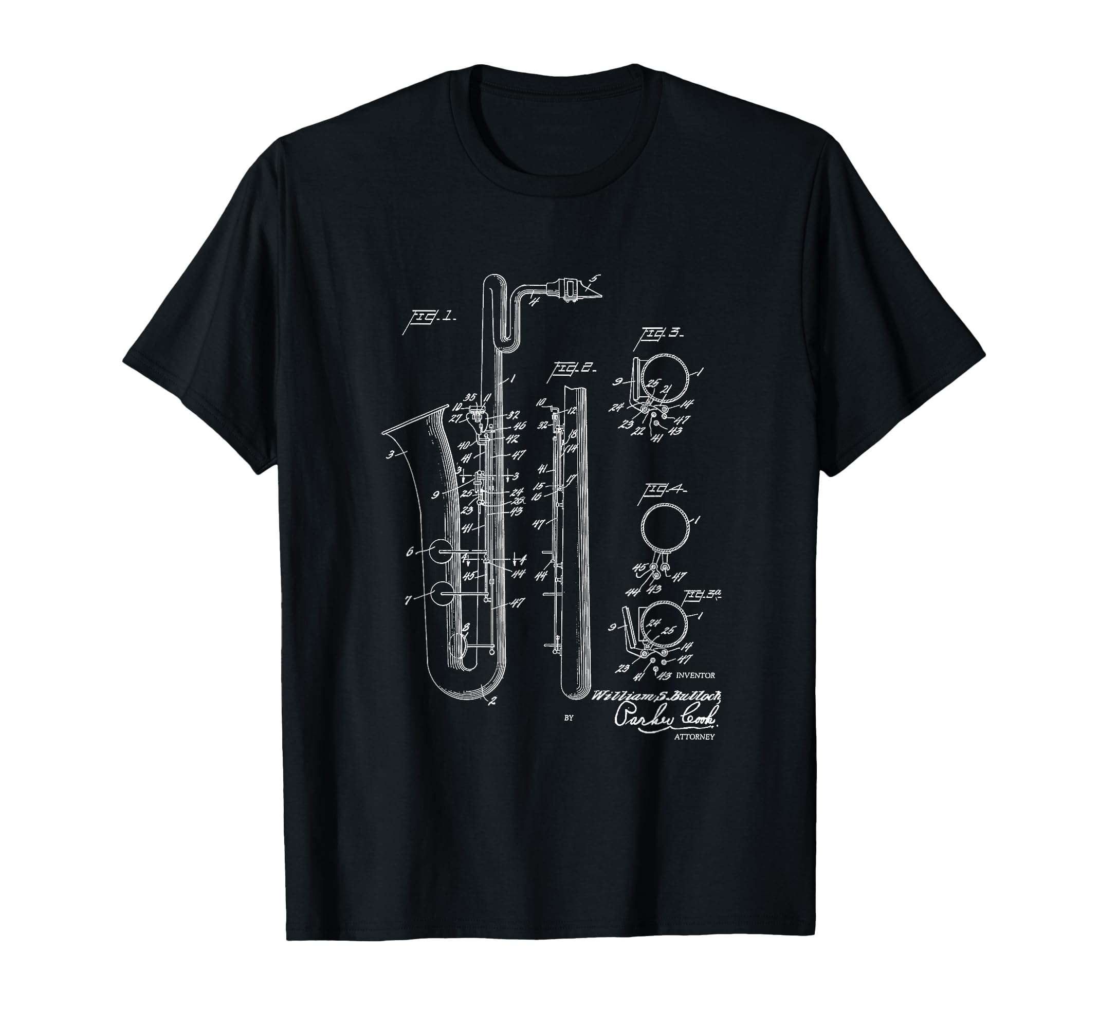 Amazon.com: Saxophone Bari Sax Patent Style Cool Saxophonist T-Shirt ...
