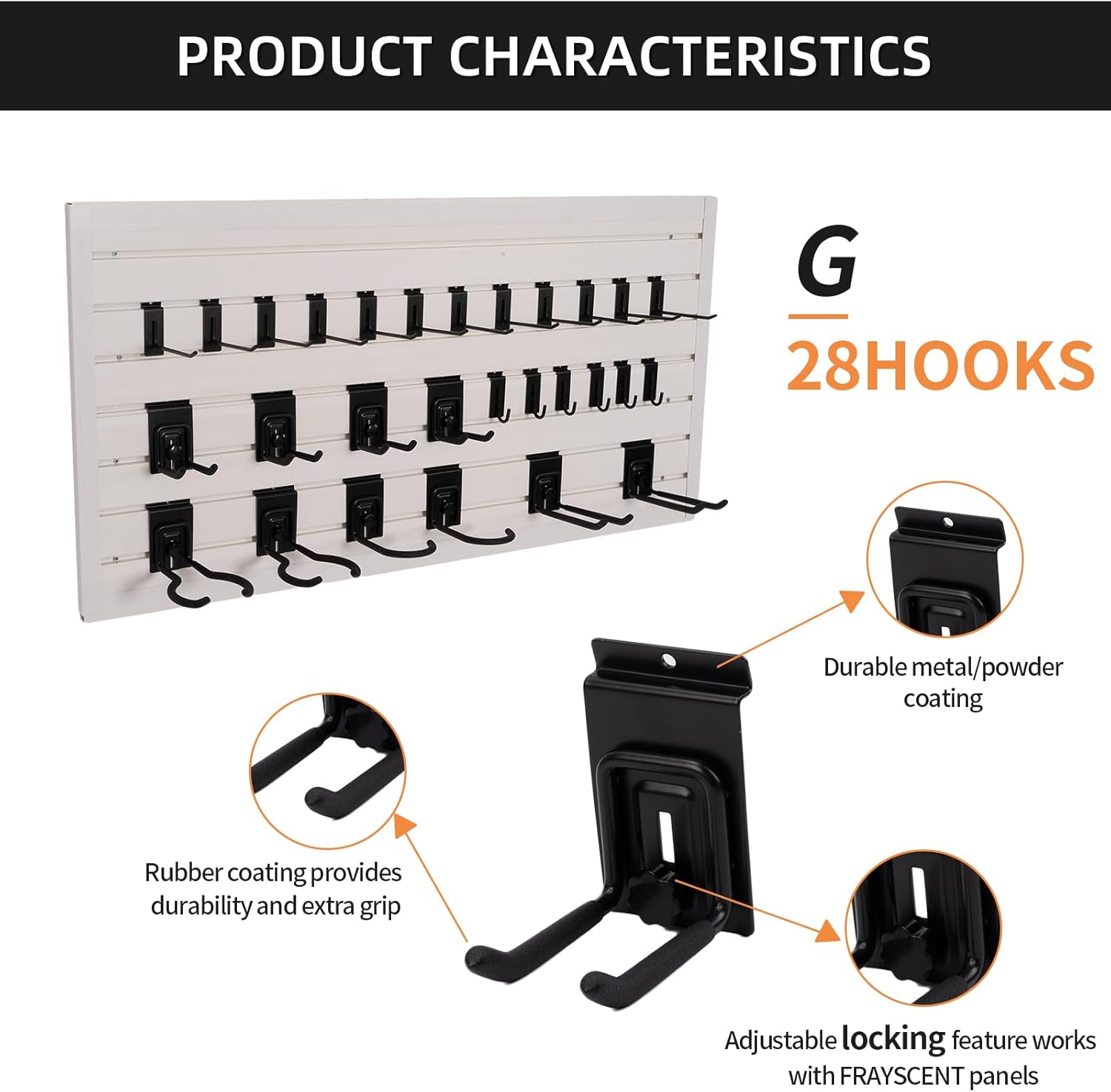 Slat Wall Accessories 28 PCS Garage Hooks Heavy Duty Slatwall Panel ...