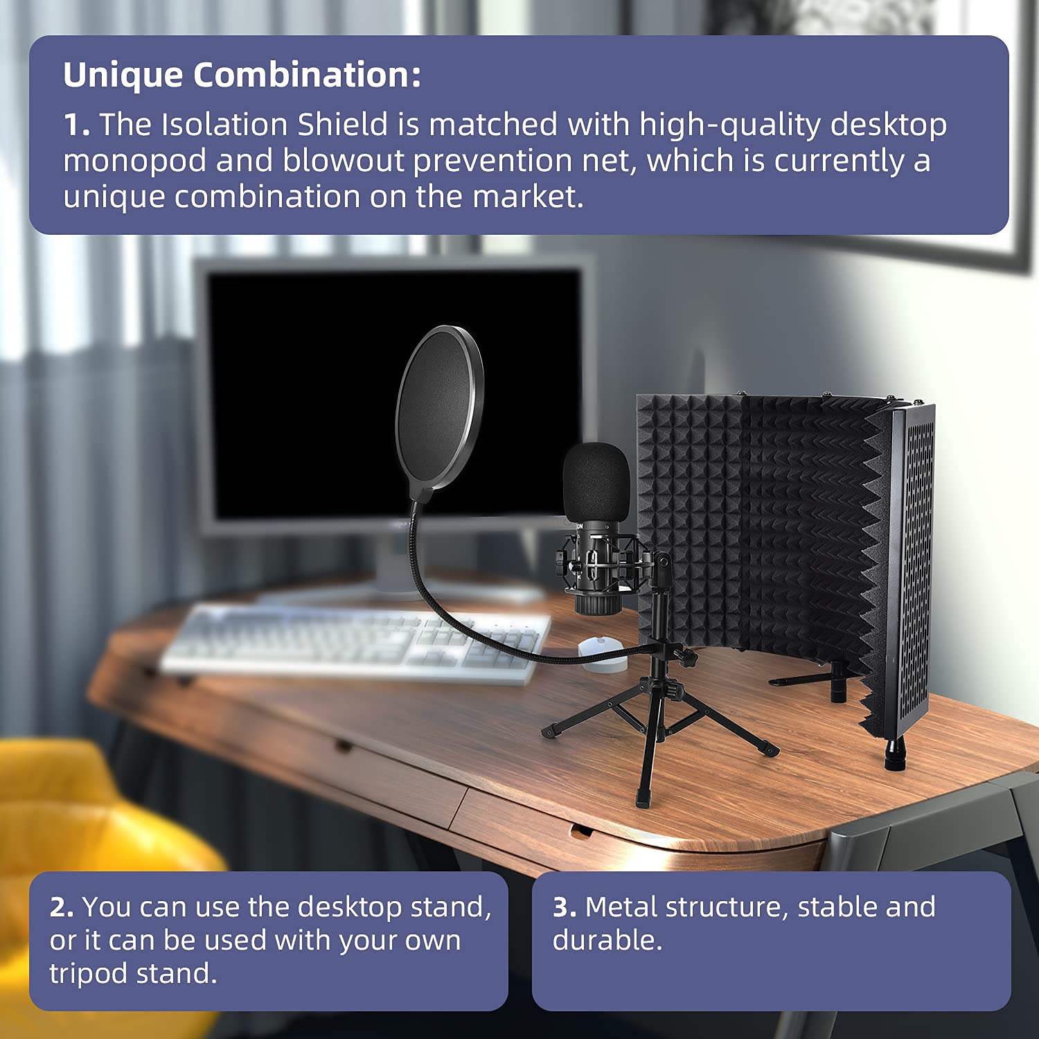 CODN Recording Microphone Isolation Shield with Pop Filter, High ...