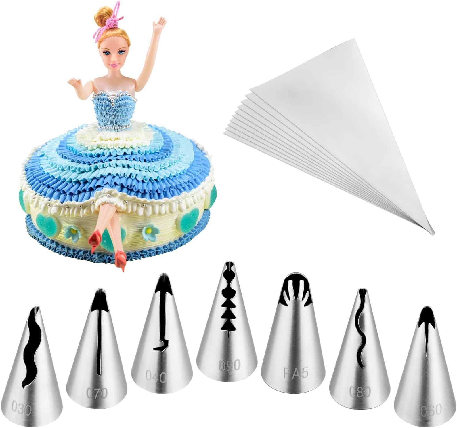 Amazon.com: Kasmoire 7Pcs Pleated Skirt Piping Tips Set,Stainless Steel ...