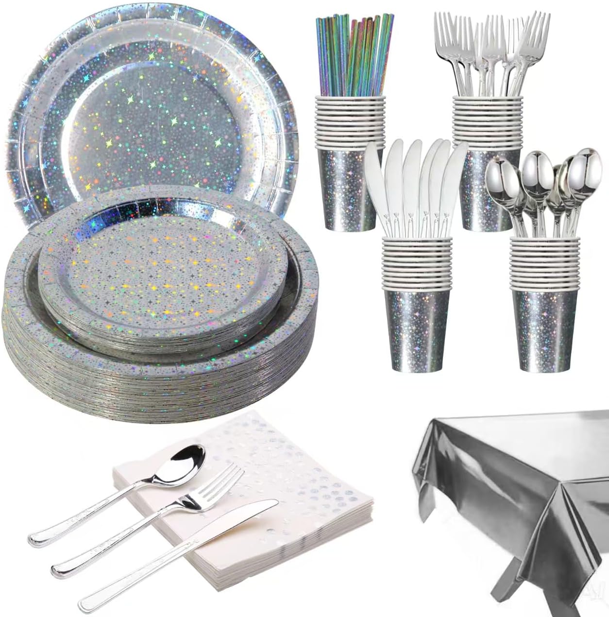 Amazon.com: 201-piece disposable party tableware set with paper plates ...