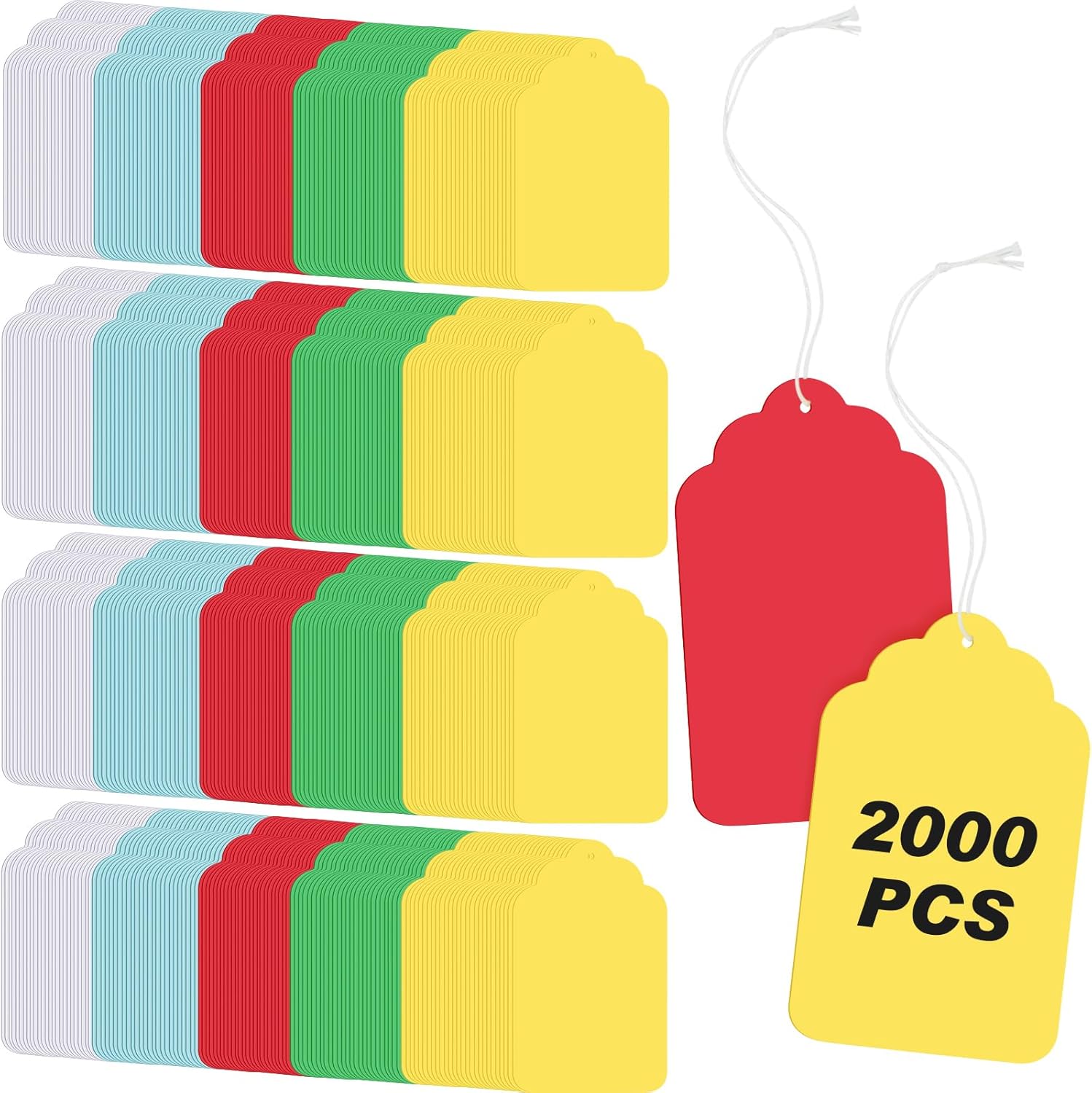 Amazon.com : Qilery 2000 Pcs Blank Price Marking Tags with Strings, 1. ...