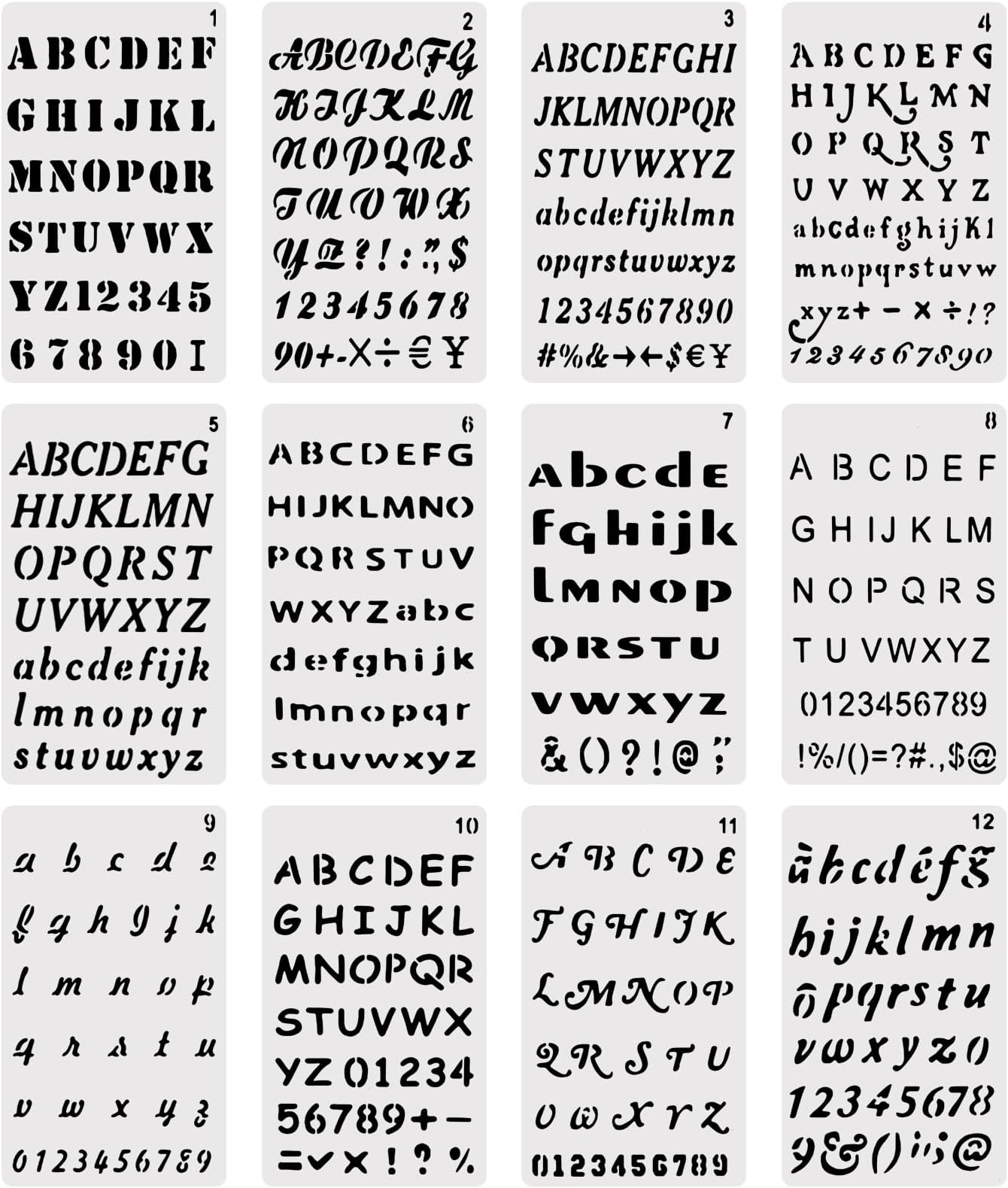 12pcs Alphabet Stencils 7x3.98inch Letter Stencils Letter Stencils for ...