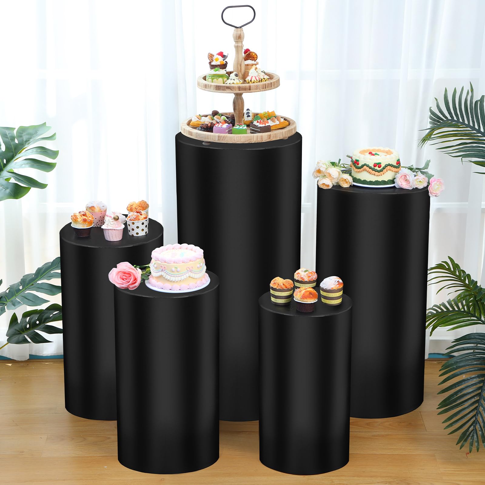 Amazon.com: FairySandy 5 Pcs Party Cylinder Stand Covers Spandex ...