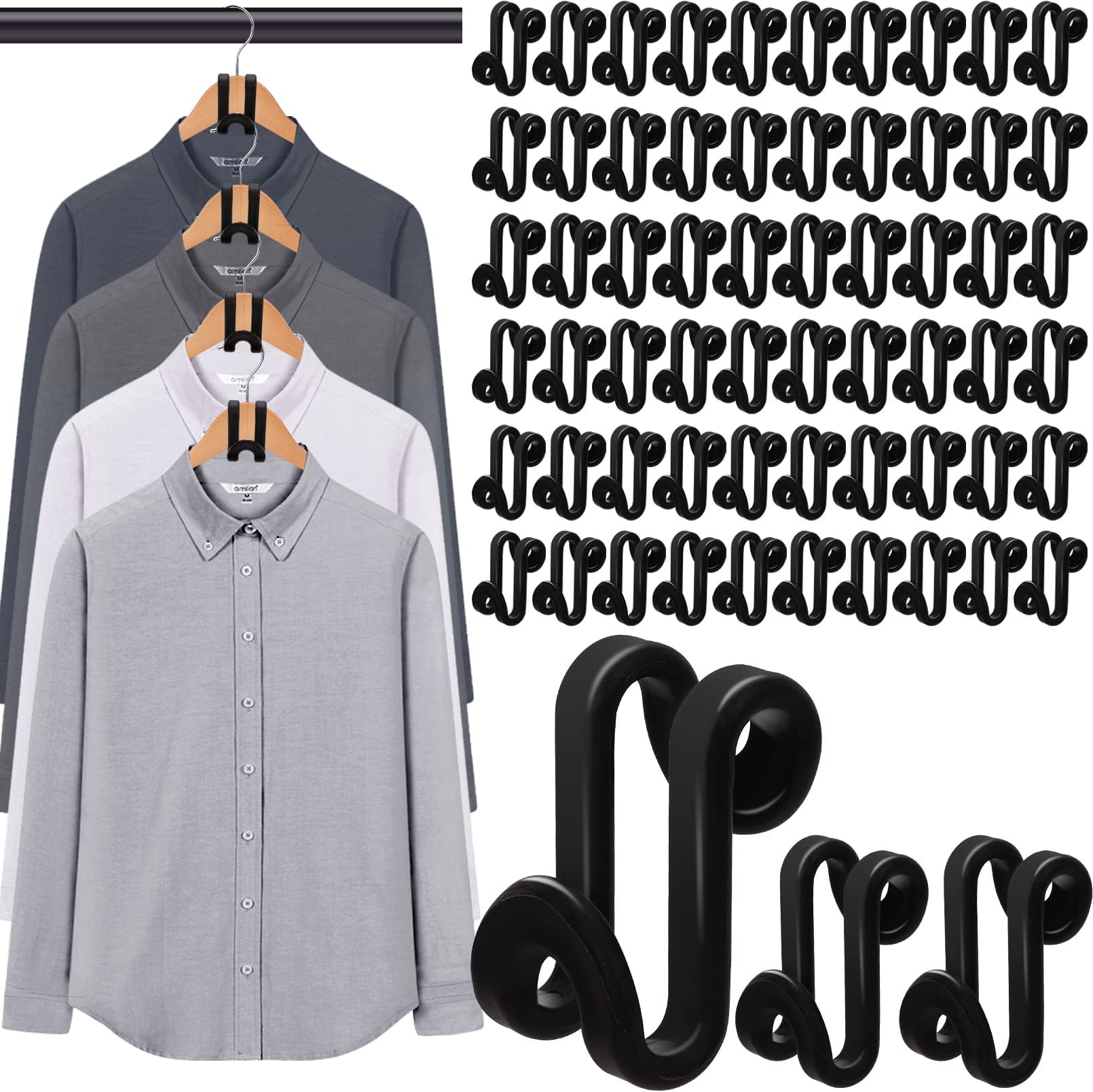 Amazon.com: CLRBEATTY 100PCS Clothes Hanger Connector Hooks,Space ...