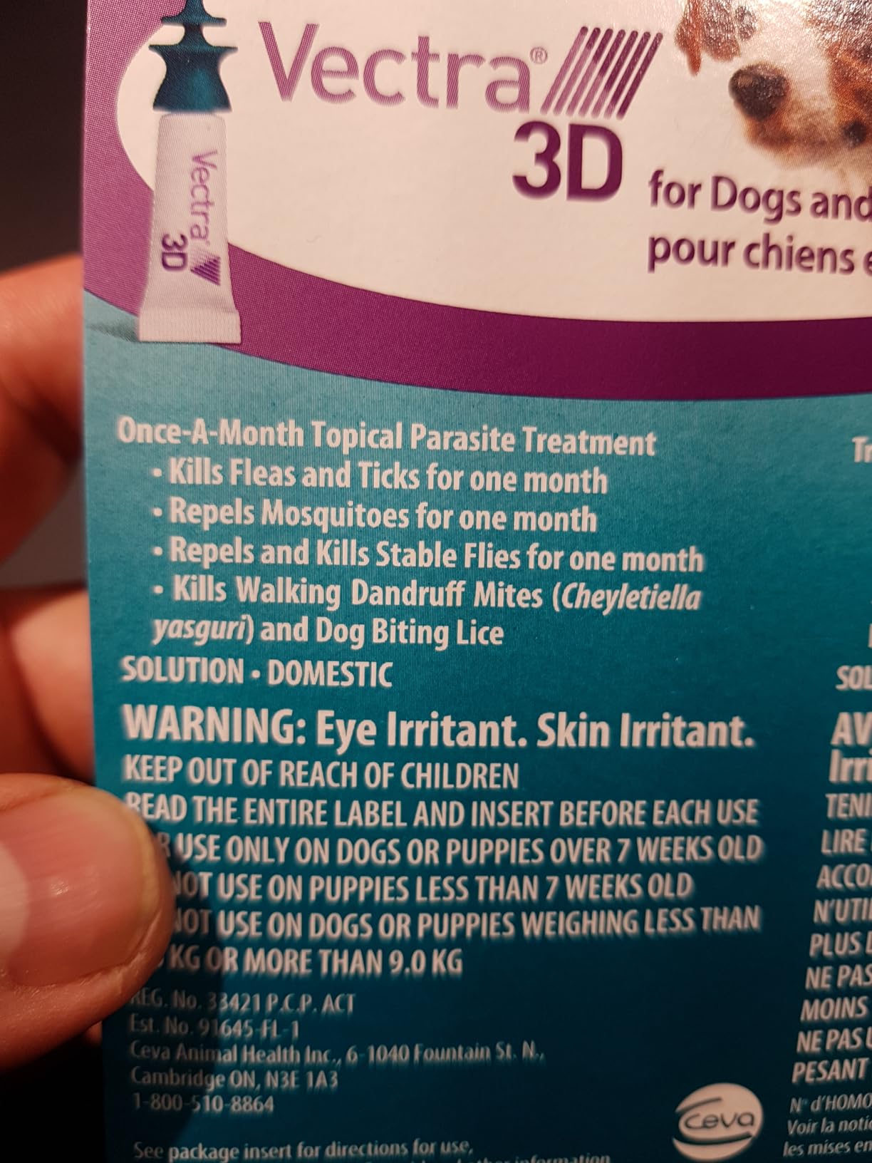 Vectra 3D Flea and Tick Treatment for Dogs and Puppies weighing 4.6-9 ...