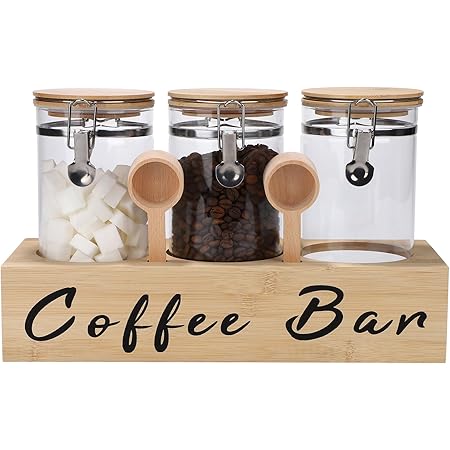 Amazon.com: Liengoron 3x54oz Glass Coffee Bean Storage Container with ...