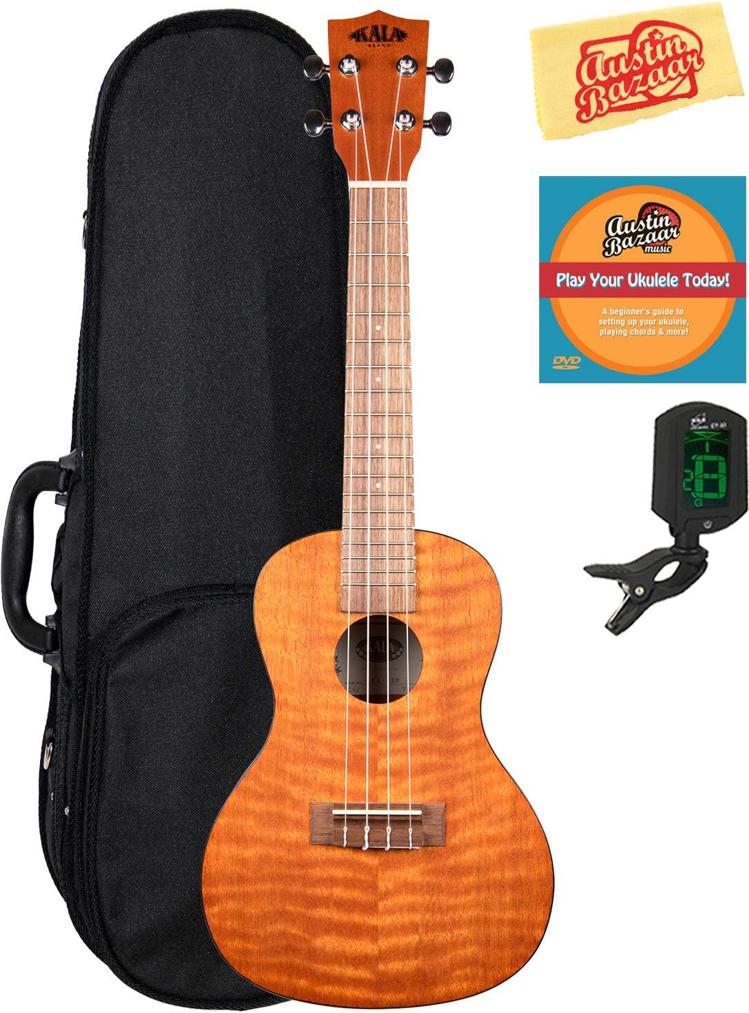 Amazon.com: Luna Uke Artist Vintage Distressed Concert Ukulele Bundle ...