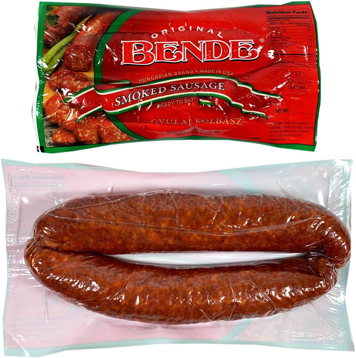 Amazon.com: Hungarian Brand Smoked Pork Sausage, "Gyulai Kolbasz", 2 ...