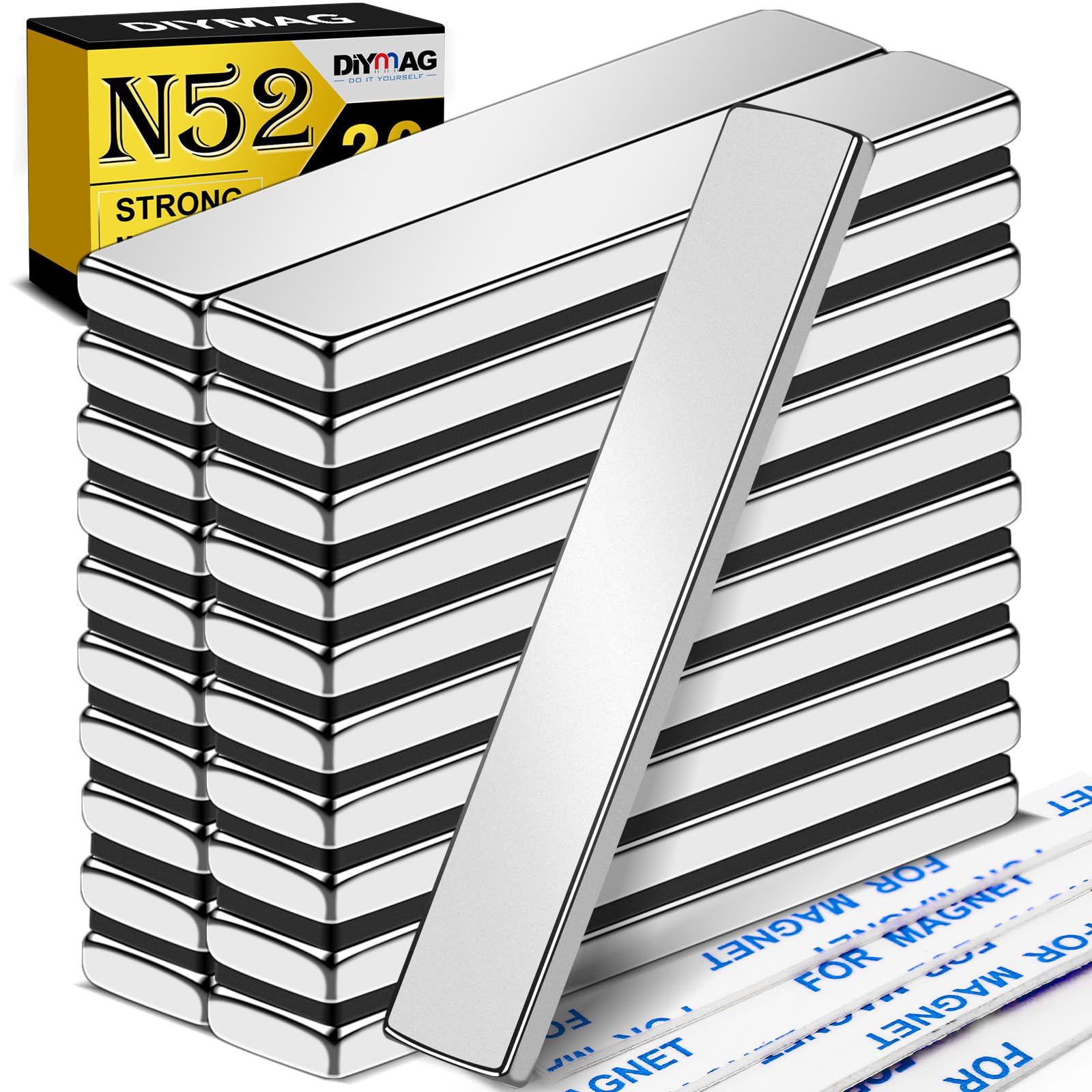 Snapklik.com : DIYMAG N52 Powerful Neodymium Bar Magnets, 20 Pack ...