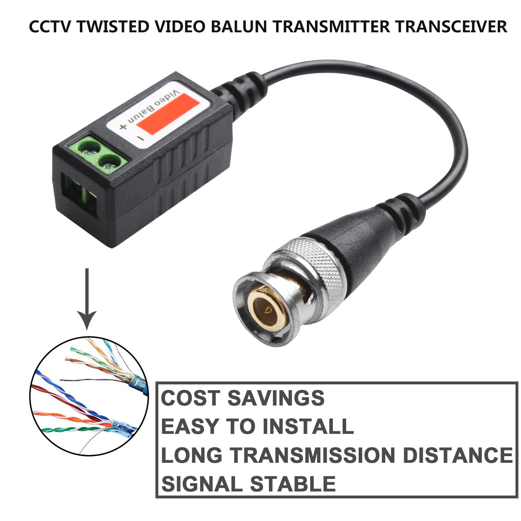 Buy Passive Video Balun Connectors 8 Pairs Cat5 HD Mini CCTV BNC Video ...