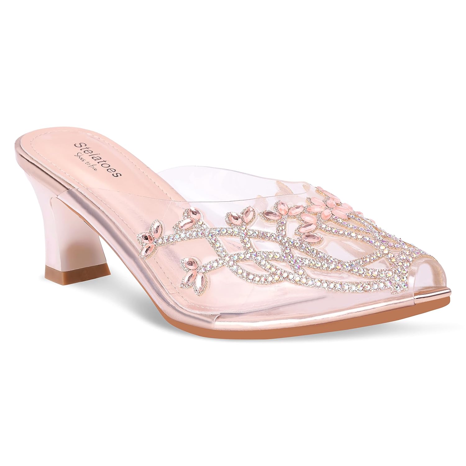 Buy Stelatoes Women Champagne Wedding Peep Toes Block Heels (LSSFS074 ...