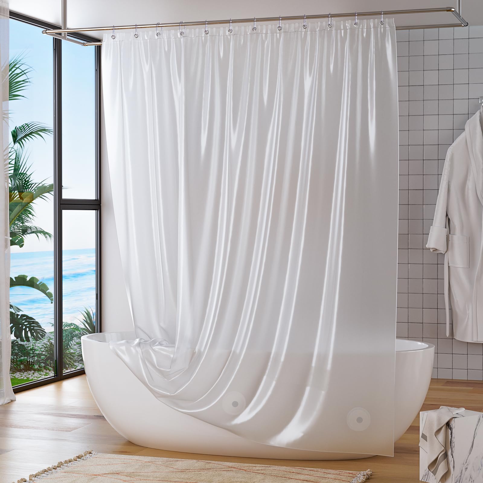 Plastic Bathroom Curtains Fluted Shower Liner Pink – Sproos!