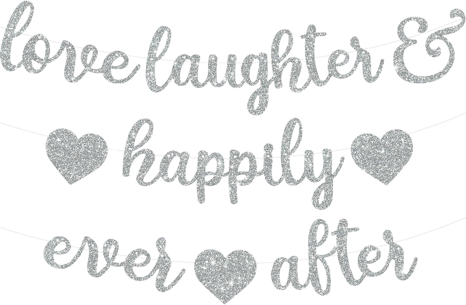 Amazon.com: Pre-Strung Love Laughter & Happily Ever After Banner for ...